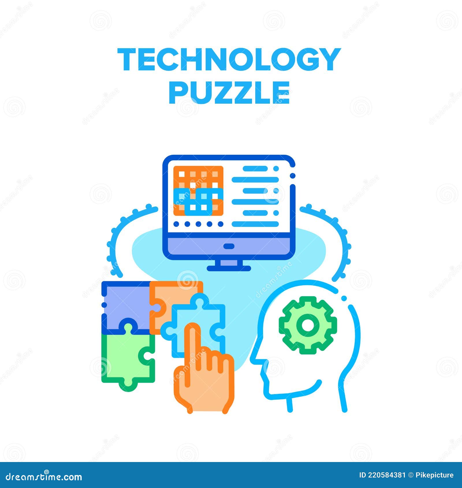 Technology Puzzle Strategy Vector Concept Color Stock Vector ...