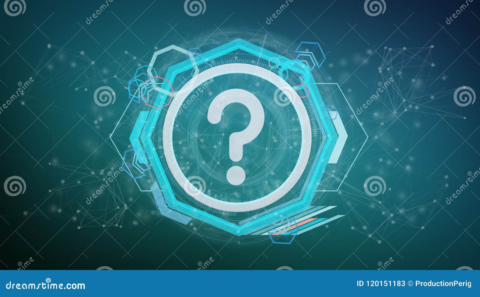 Technology Question Mark Icon on a Circle Isolated on a Background 3d ...