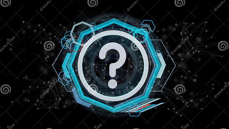 Technology Question Mark Icon on a Circle Isolated on a Background 3d ...