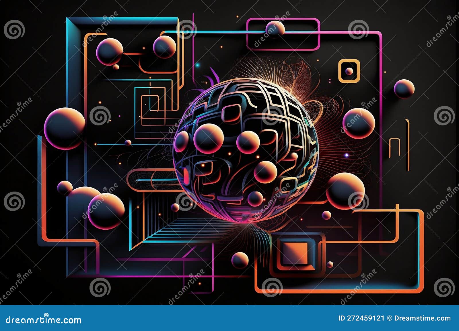 Technology Realms Background Squares and Cubes Stock Illustration ...