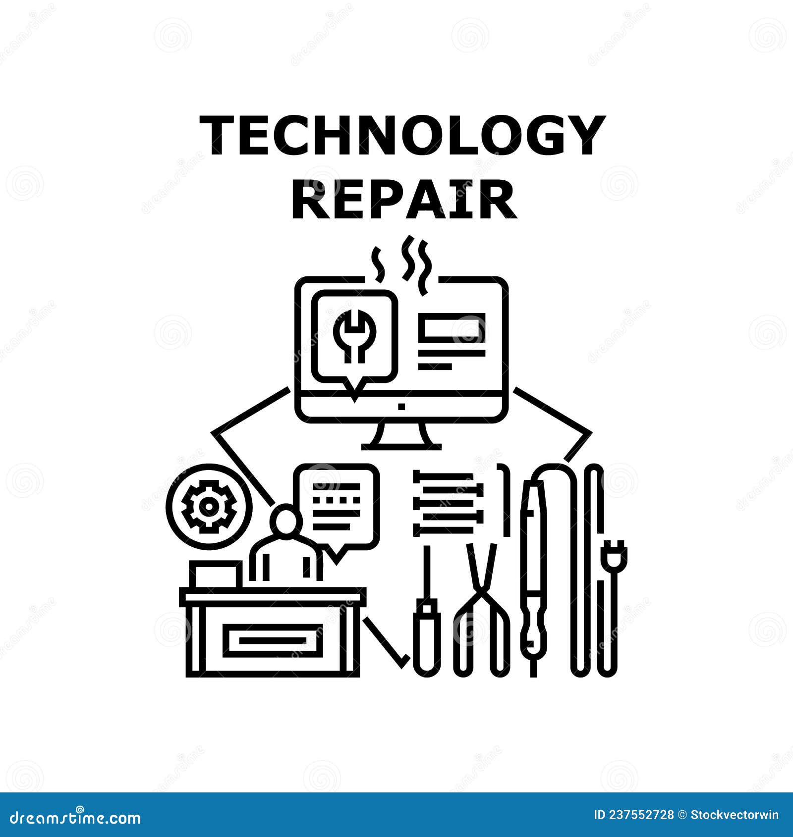 Technology Repair Icon Vector Illustration Stock Illustration ...
