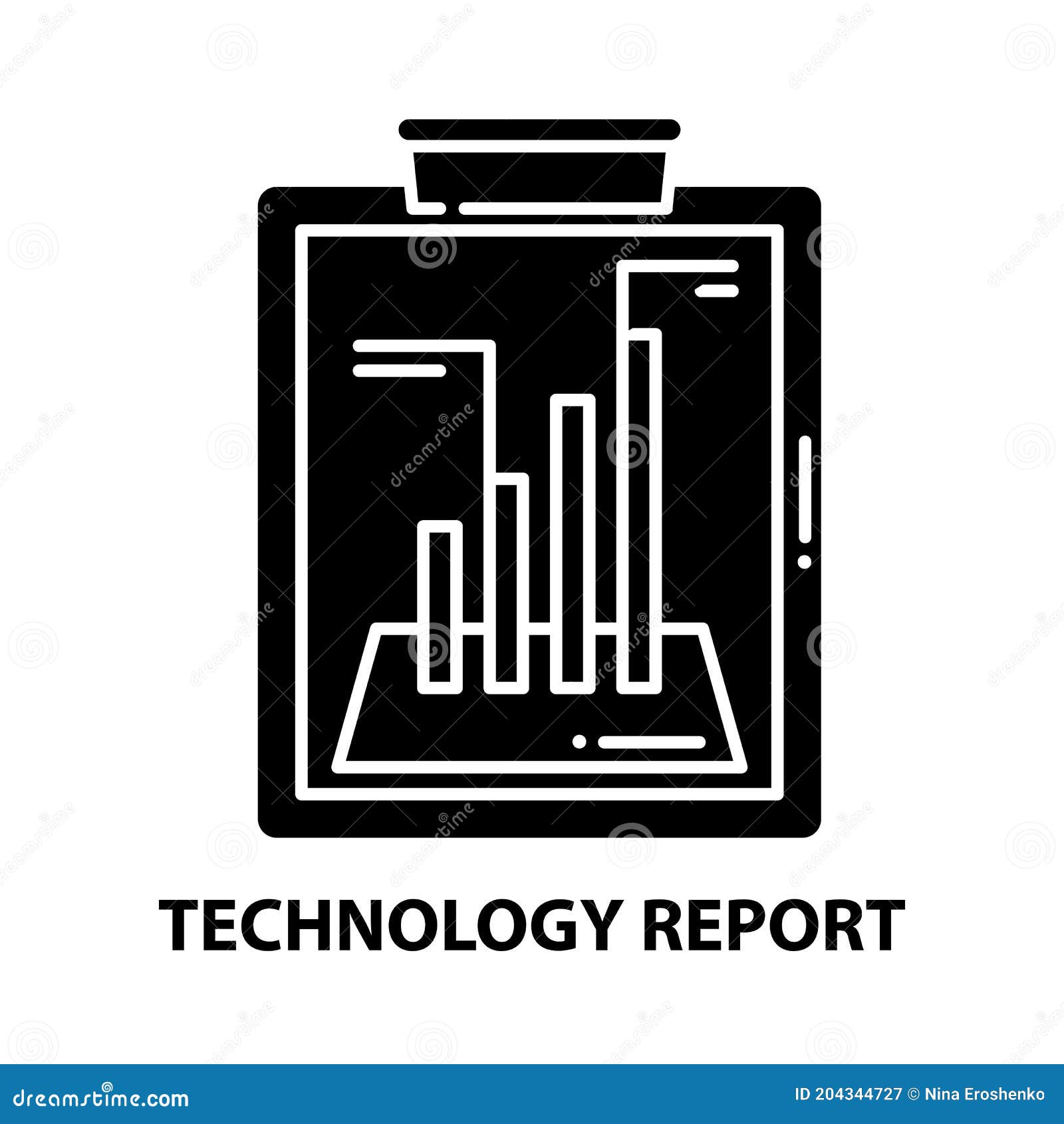 Technology Report Icon, Black Vector Sign with Editable Strokes ...