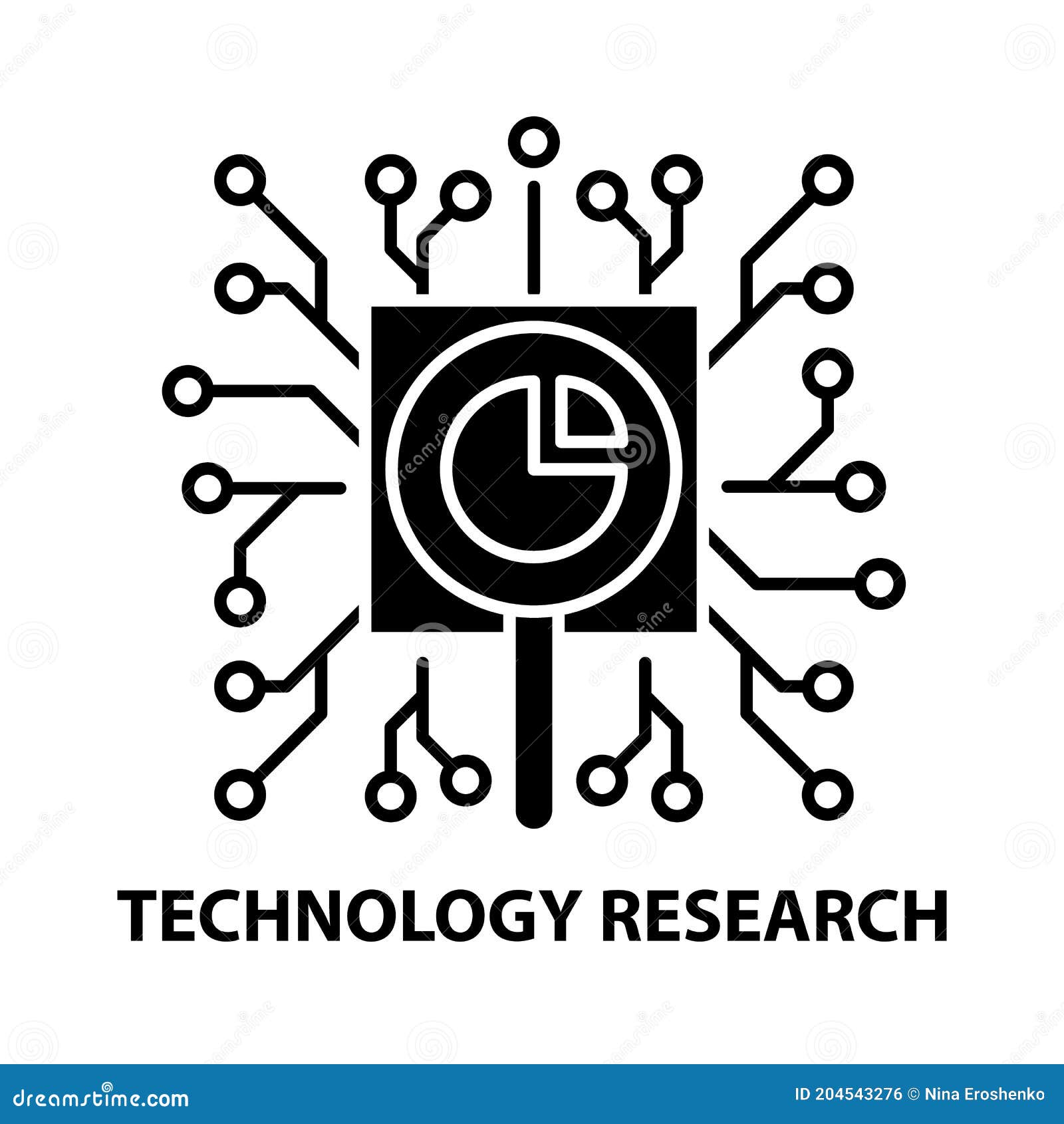 Technology Research Icon, Black Vector Sign with Editable Strokes ...