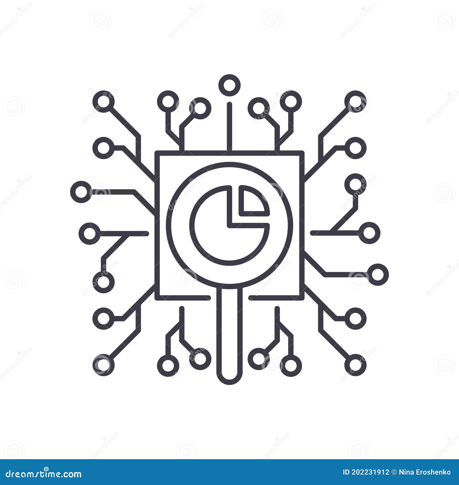 Technology Research Icon, Linear Isolated Illustration, Thin Line ...