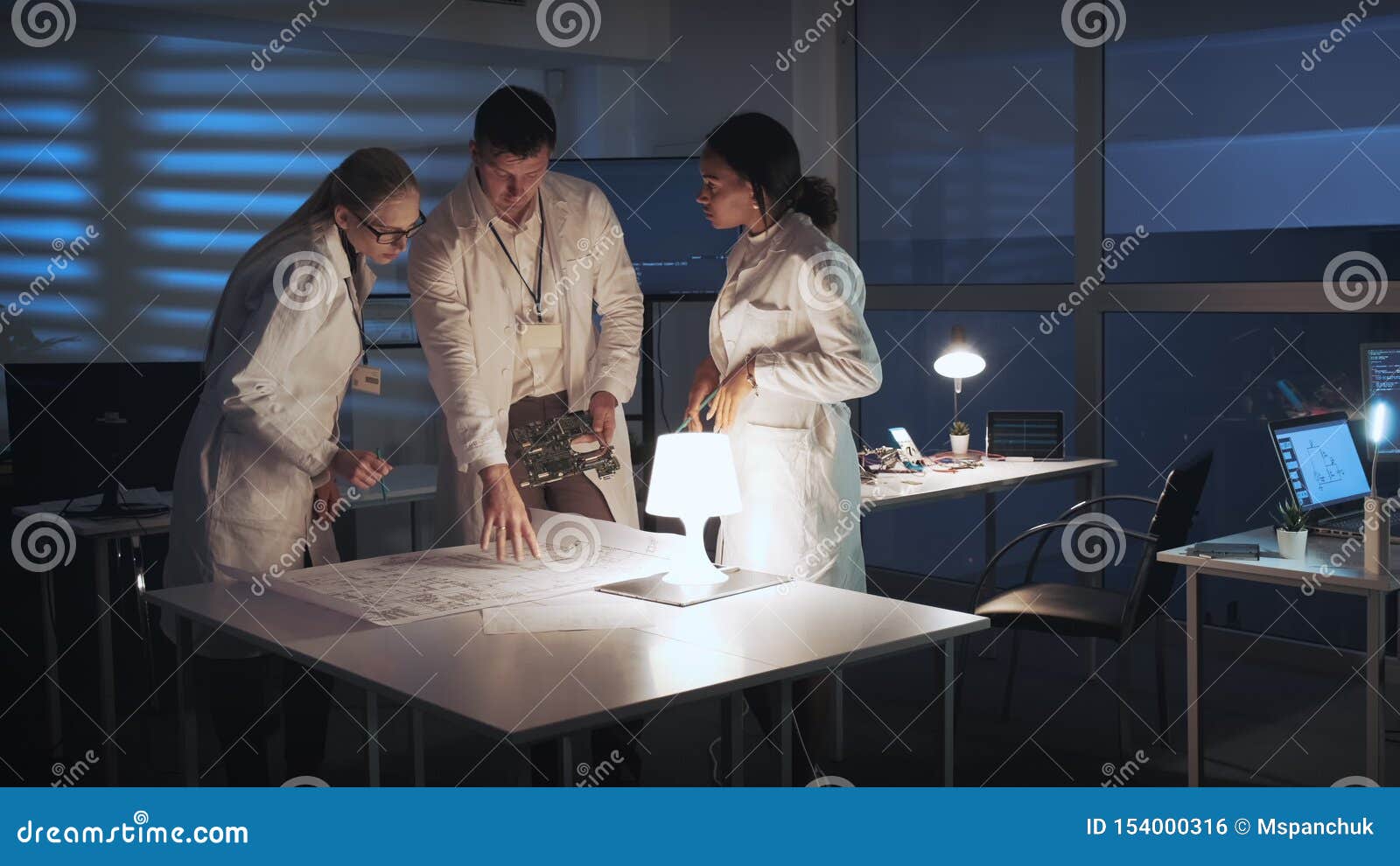 Technology Research Laboratory: Diverse Group of Engineers Discussing ...