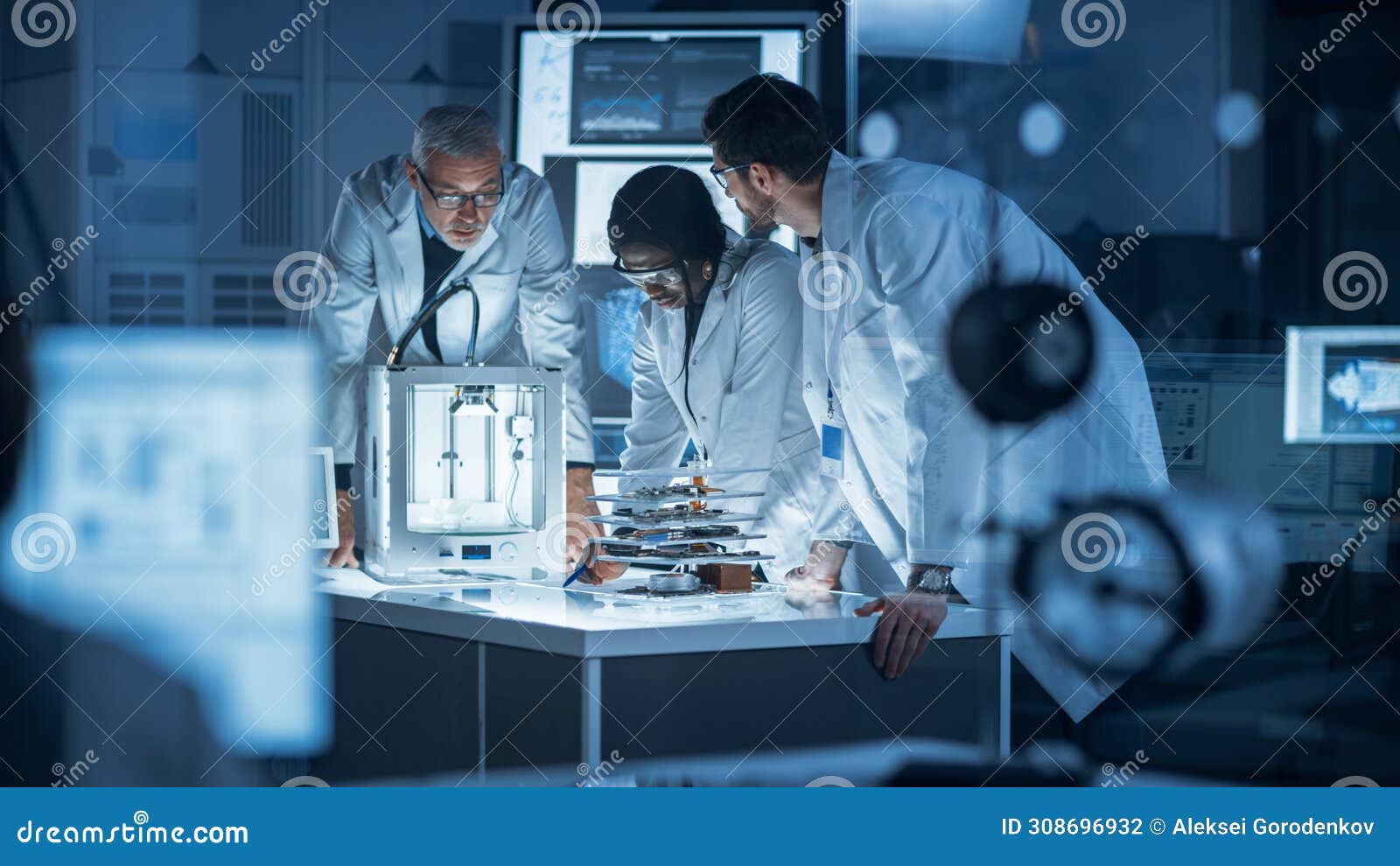 In Technology Research Laboratory: Diverse Team of Industrial Scientists, Engineers, Developers ...