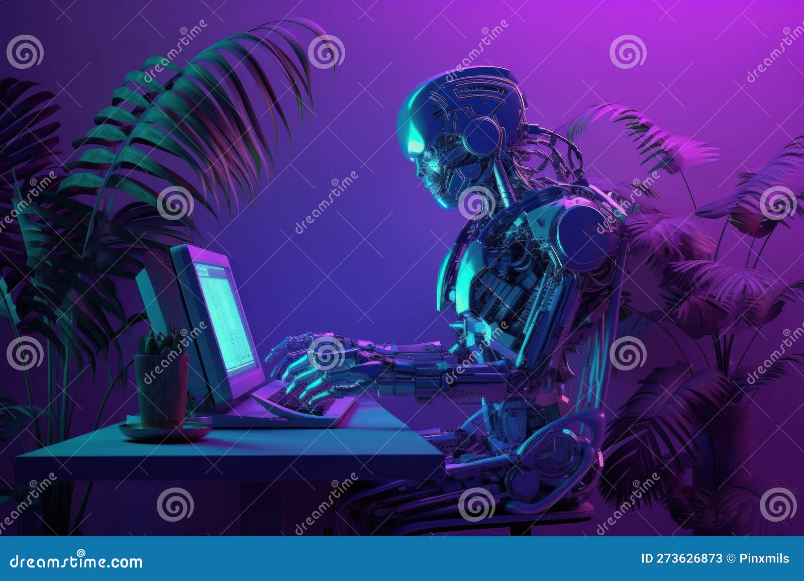 Robot Bot with Computer. New Technologies. Artificial Intelligence. GPT ...