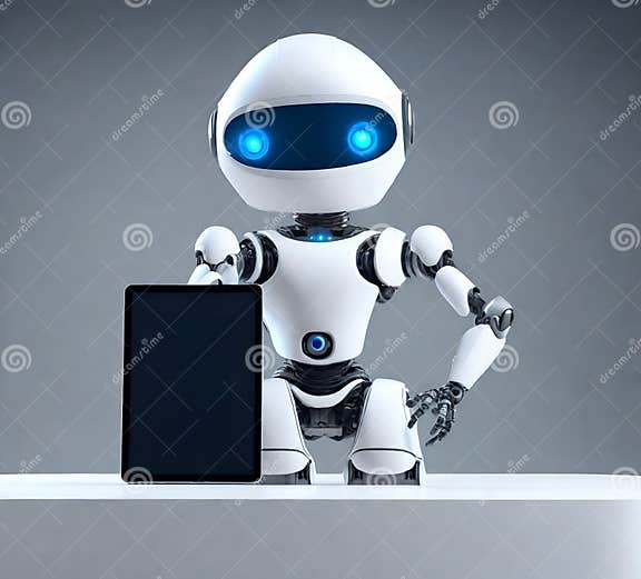 Robot tablet automation stock illustration. Illustration of work ...