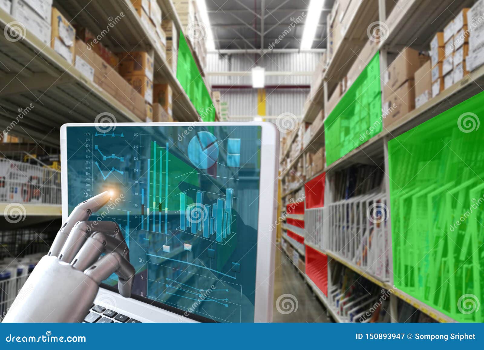 Technology Robot Finger Touch Screen Computer Industrial System Check ...