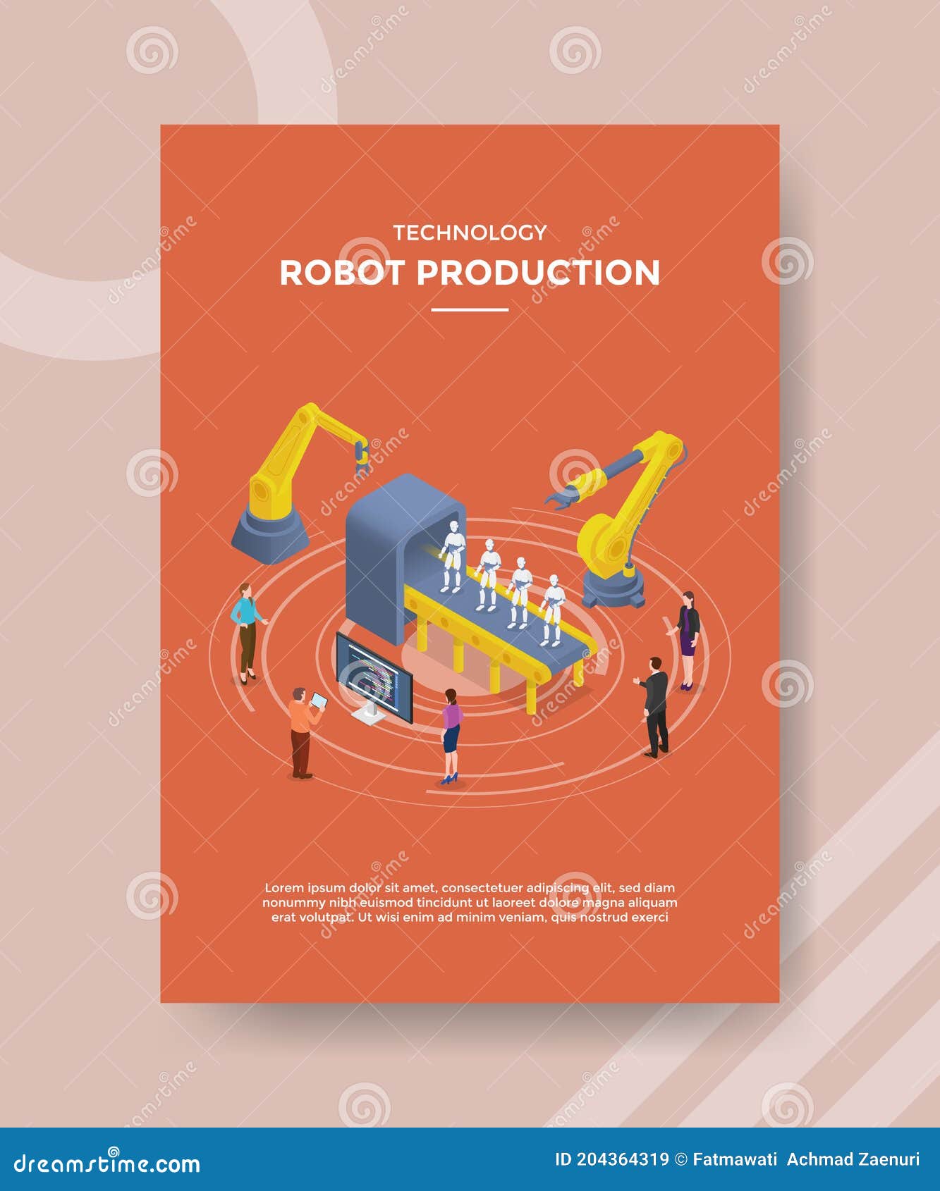 Technology Robot Production People Standing Around Machine Robot ...