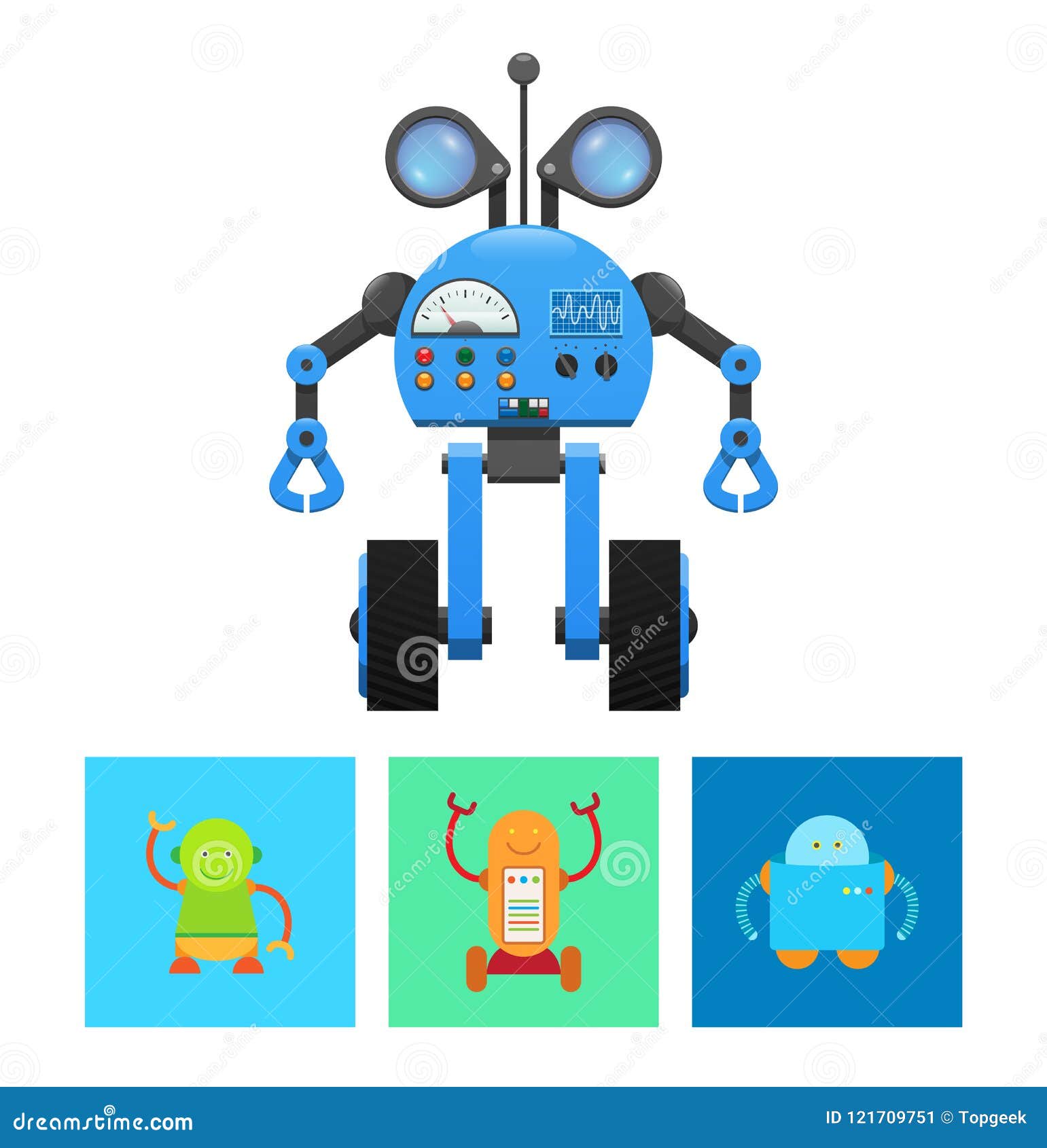 Technology Robots Collection Vector Illustration Stock Vector ...