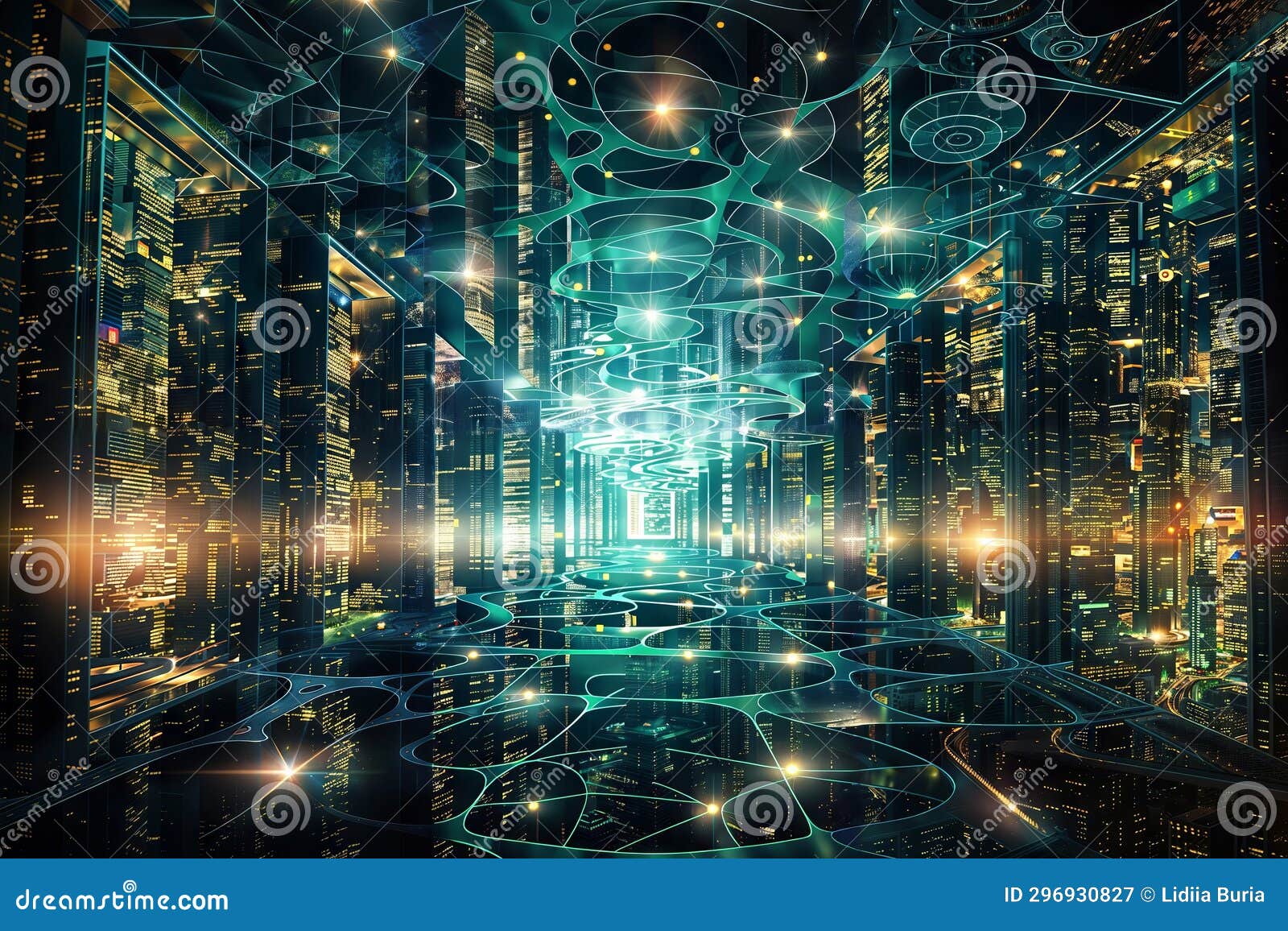 Abstract Technology Background. Network and Data Center Concept. 3D ...