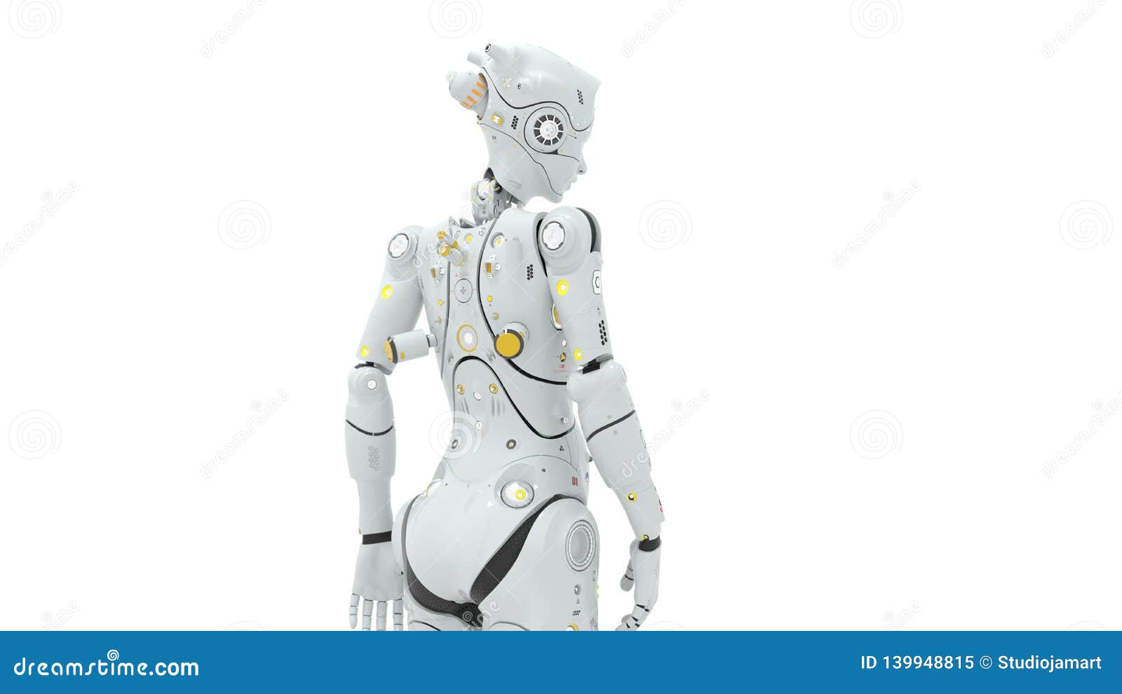 Technology Sai Fi Robots 3d Render Stock Illustration - Illustration of ...