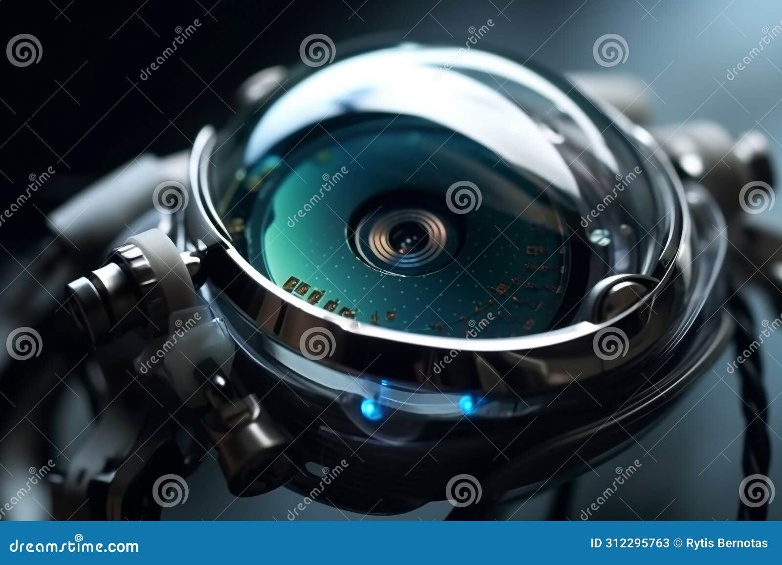 Close-up View of Futuristic Bionic Artificial Eye Stock Illustration ...