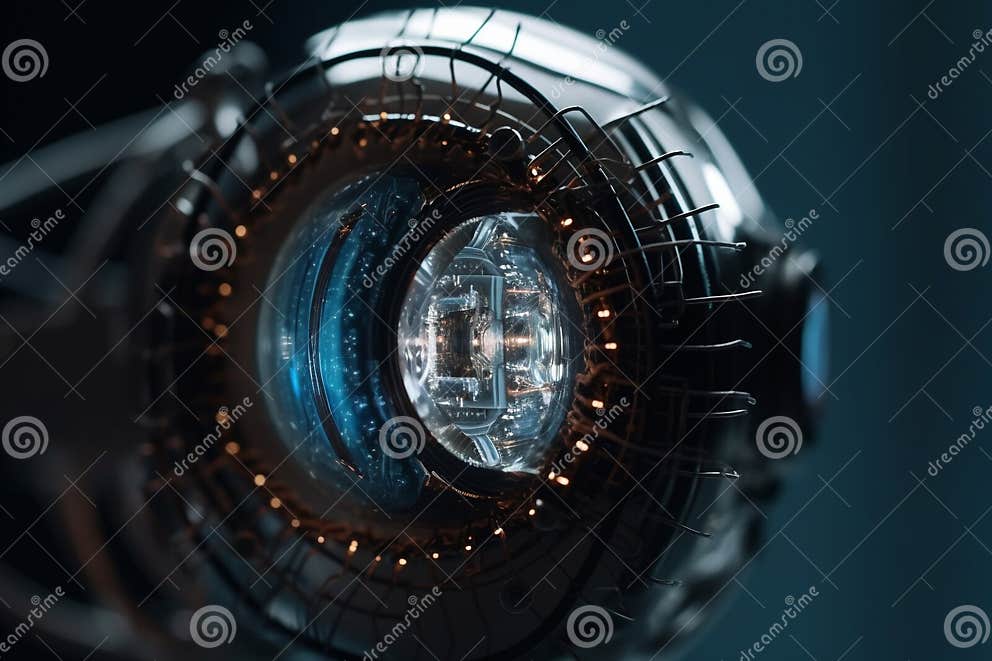 Close-up View of Futuristic Bionic Artificial Eye Stock Illustration ...