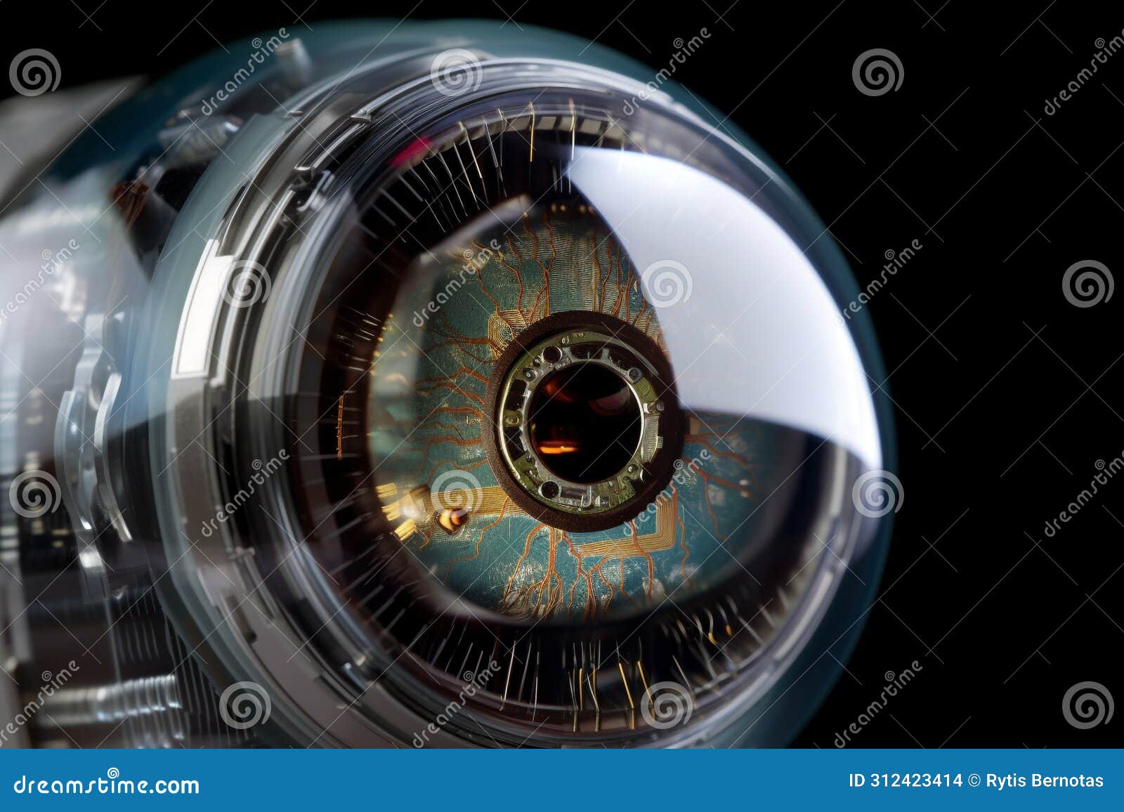 Close-up View of Futuristic Bionic Artificial Eye Stock Illustration ...