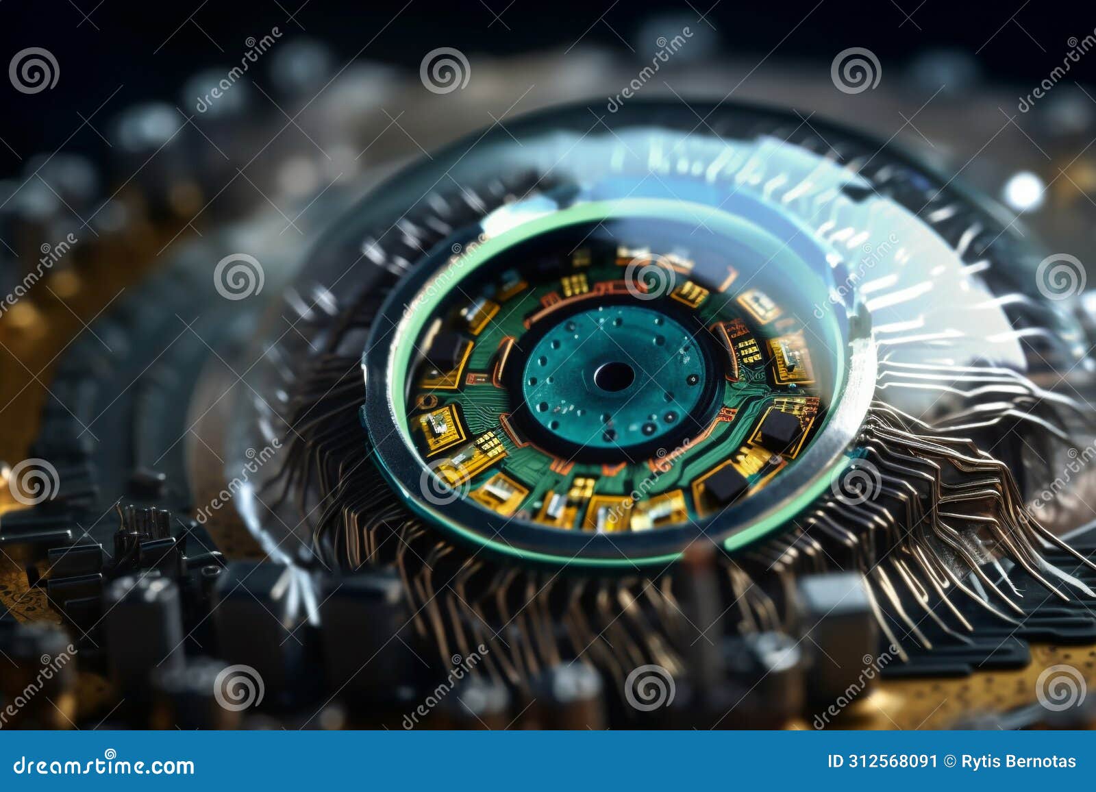 Close-up View of Futuristic Bionic Artificial Eye Stock Illustration ...