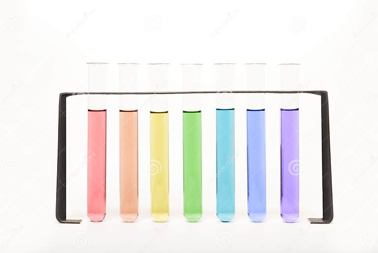 Technology / Science: Multi Color Liquid in Test Tubes in a Rack ...