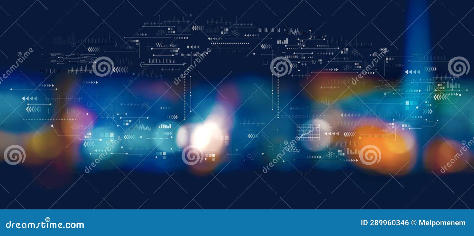 Technology Screen with Blurred City at Night Stock Photo - Image of ...