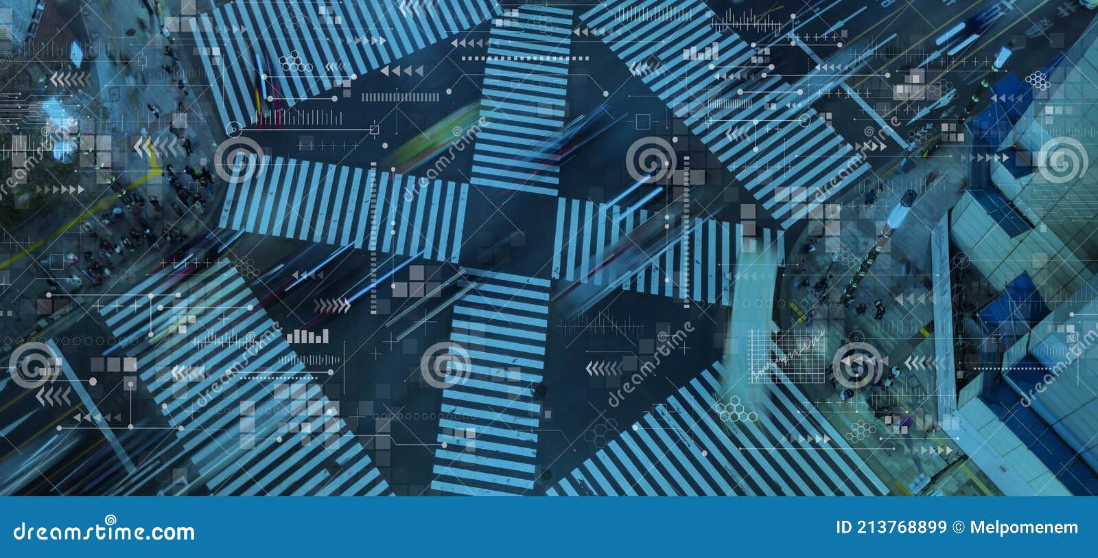 Technology Screen with City Traffic Intersection Stock Image - Image of ...