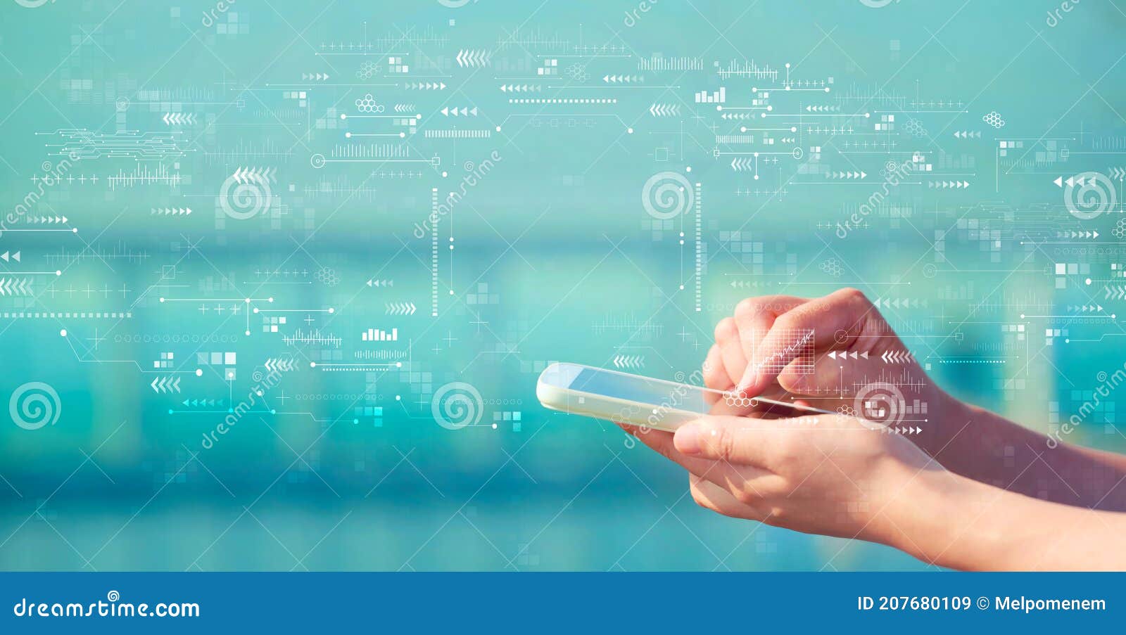 Technology Screen with Smartphone Stock Image - Image of networking ...