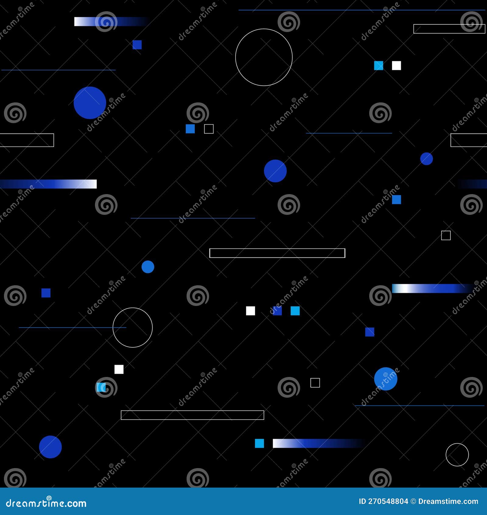Technology Seamless Pattern with Blue Neon Tech Elements on Dark ...
