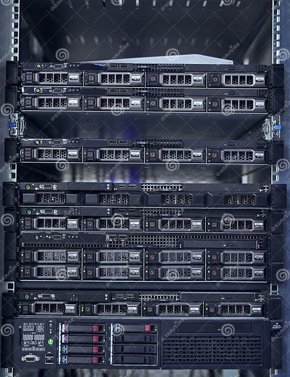 Technology, Server Room and Input on Computer for Network, Connection ...