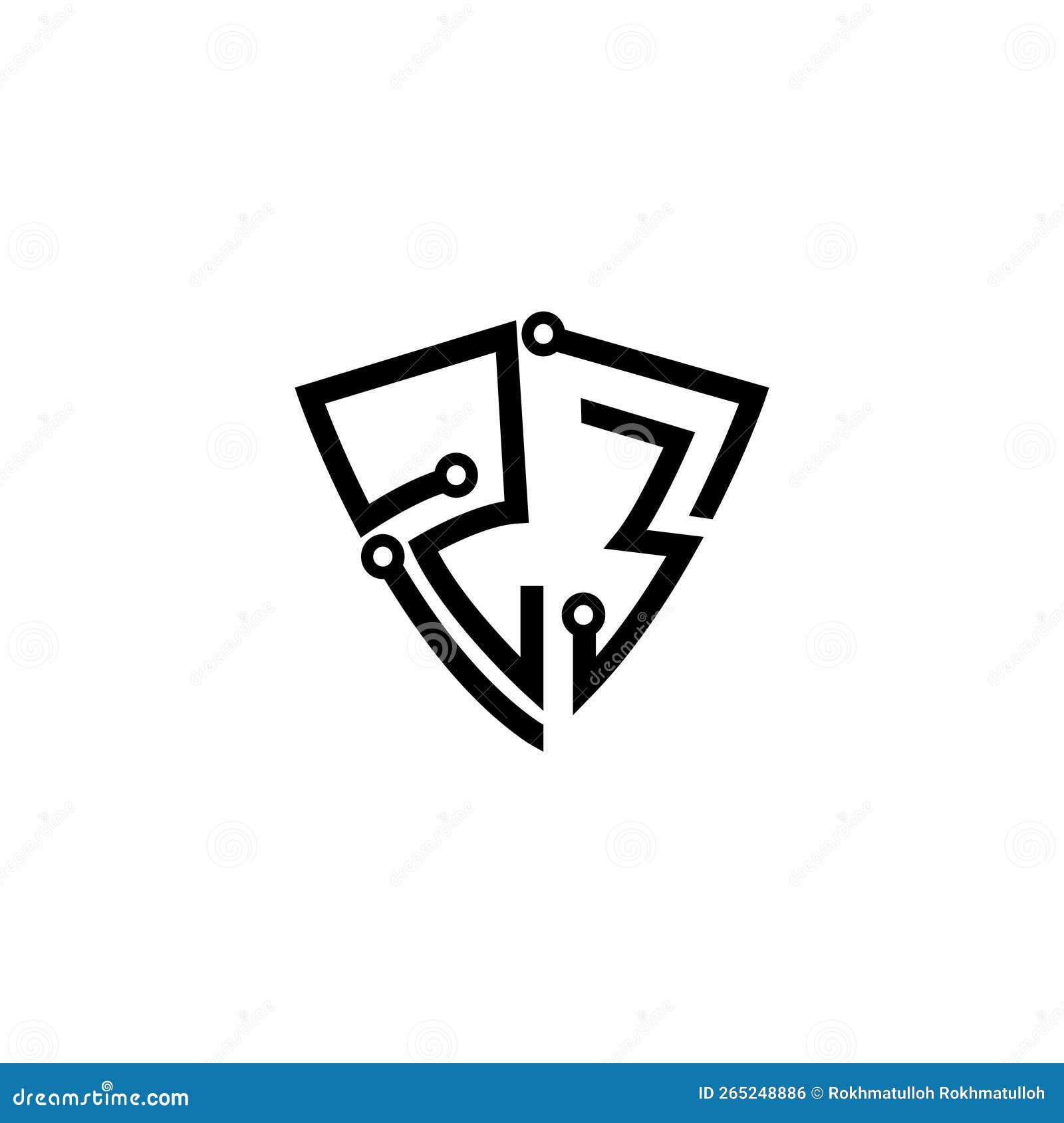 Technology Shield Logo Line Illustration Design Template Vector Stock ...