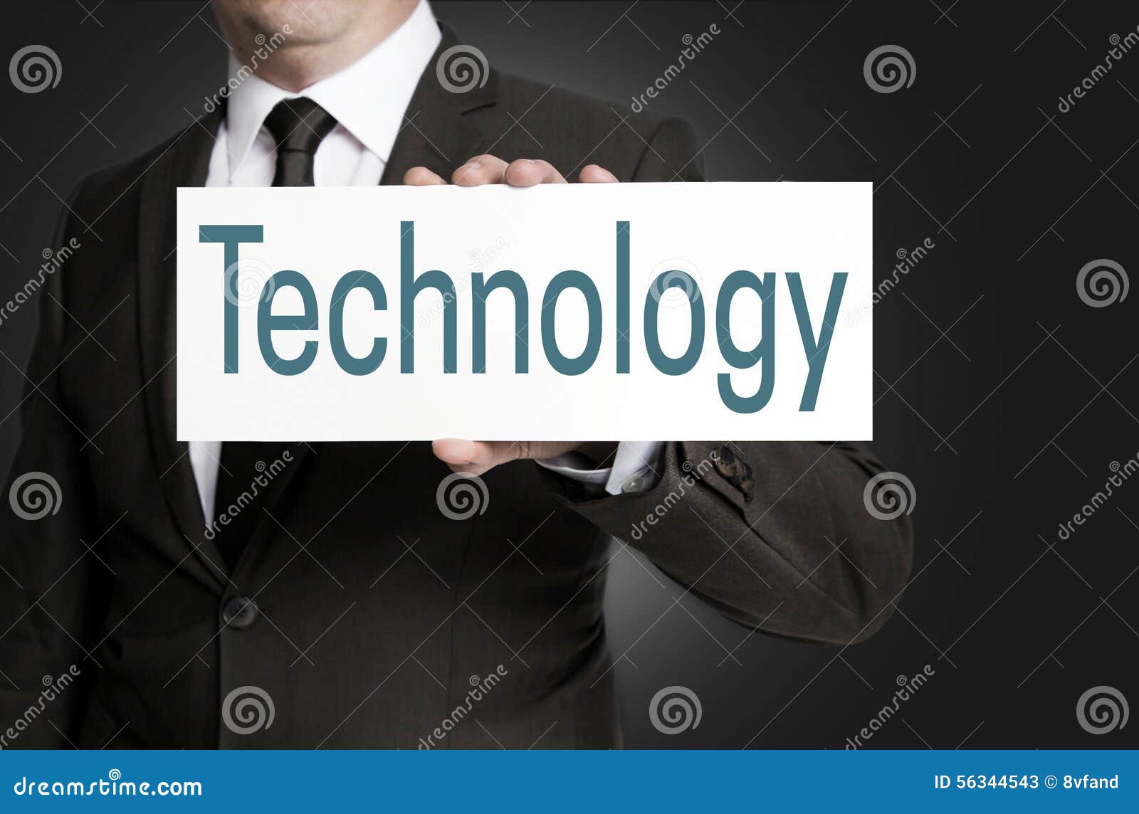 Technology Sign is Held by Businessman Stock Image - Image of badge ...