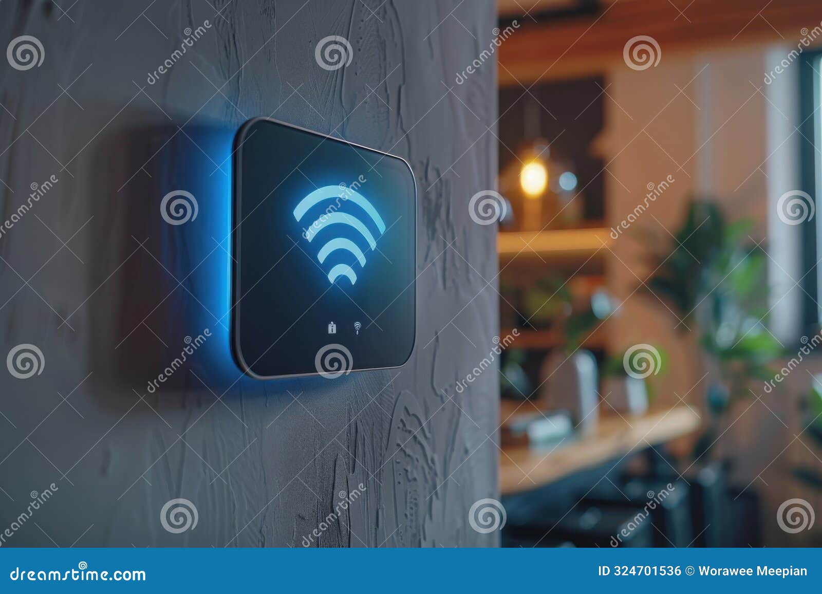 Technology for Smart Home and IoT Concept. Wifi Extender, Blue Wifi ...