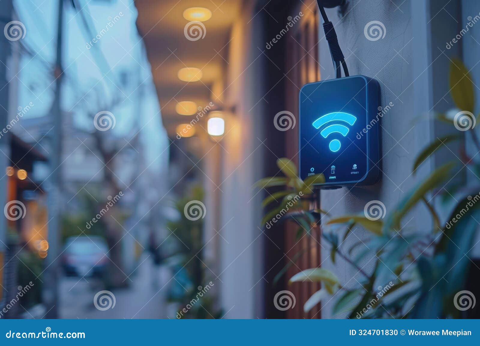 Technology for Smart Home and IoT Concept. Wifi Extender, Blue Wifi ...