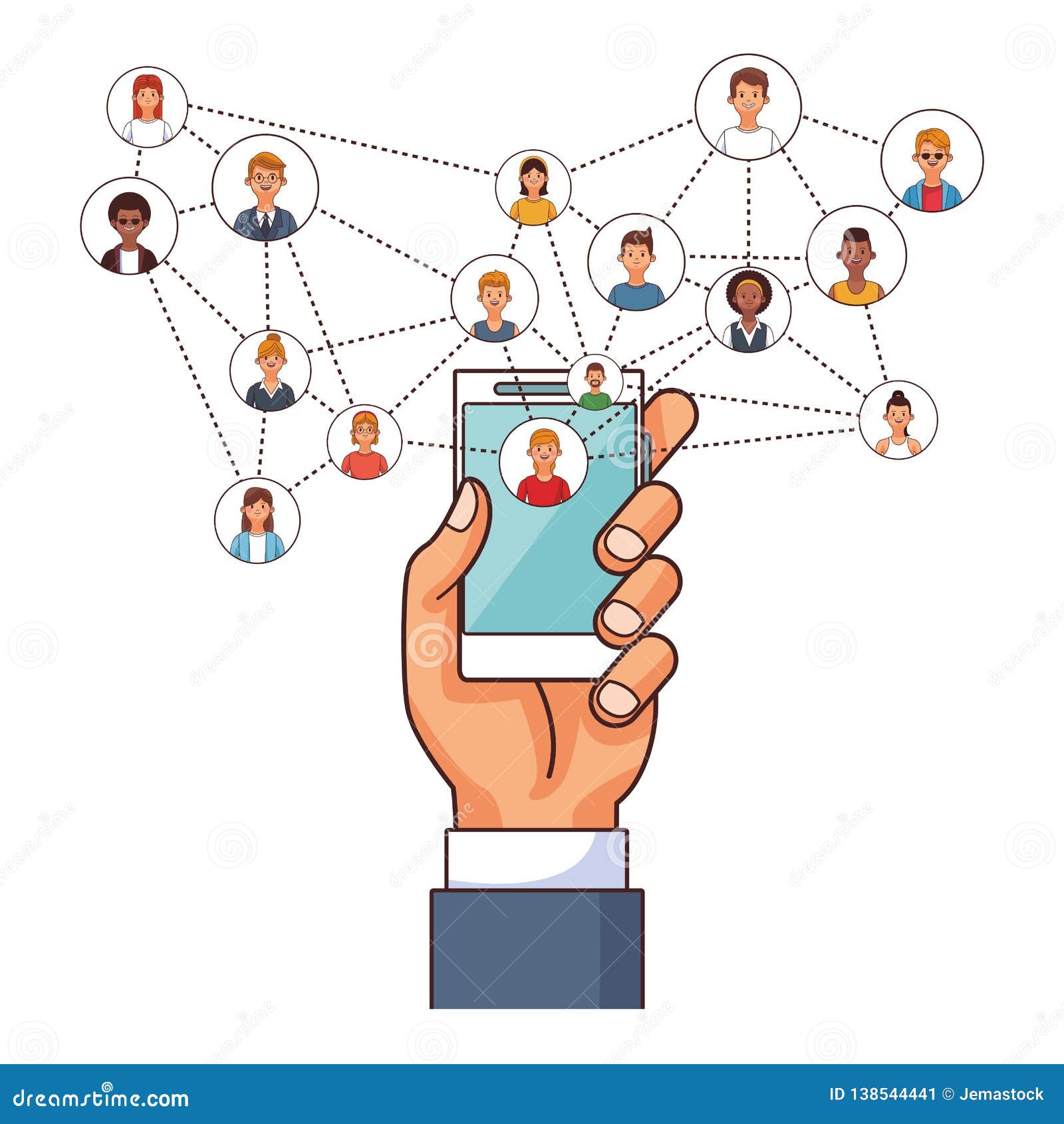 Technology Smartphone Users Connection Stock Vector - Illustration of ...