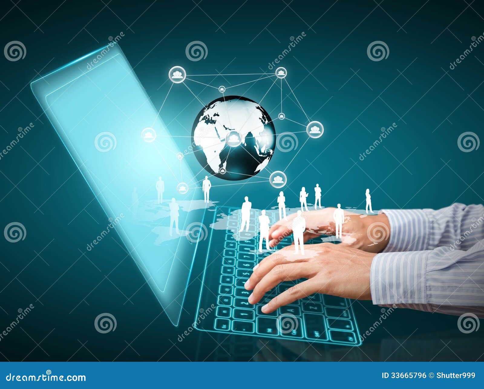 Technology with Social Network Structure Stock Photo - Image of ...