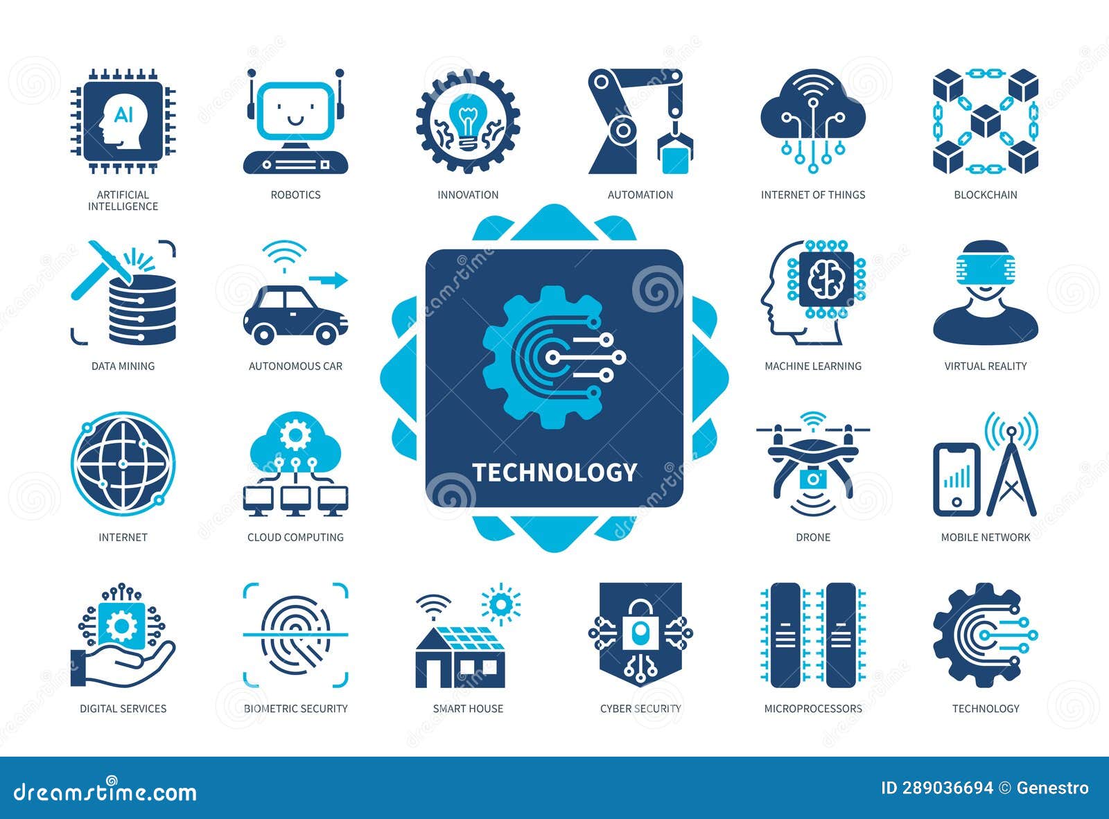 Technology solid icon set stock illustration. Illustration of software ...
