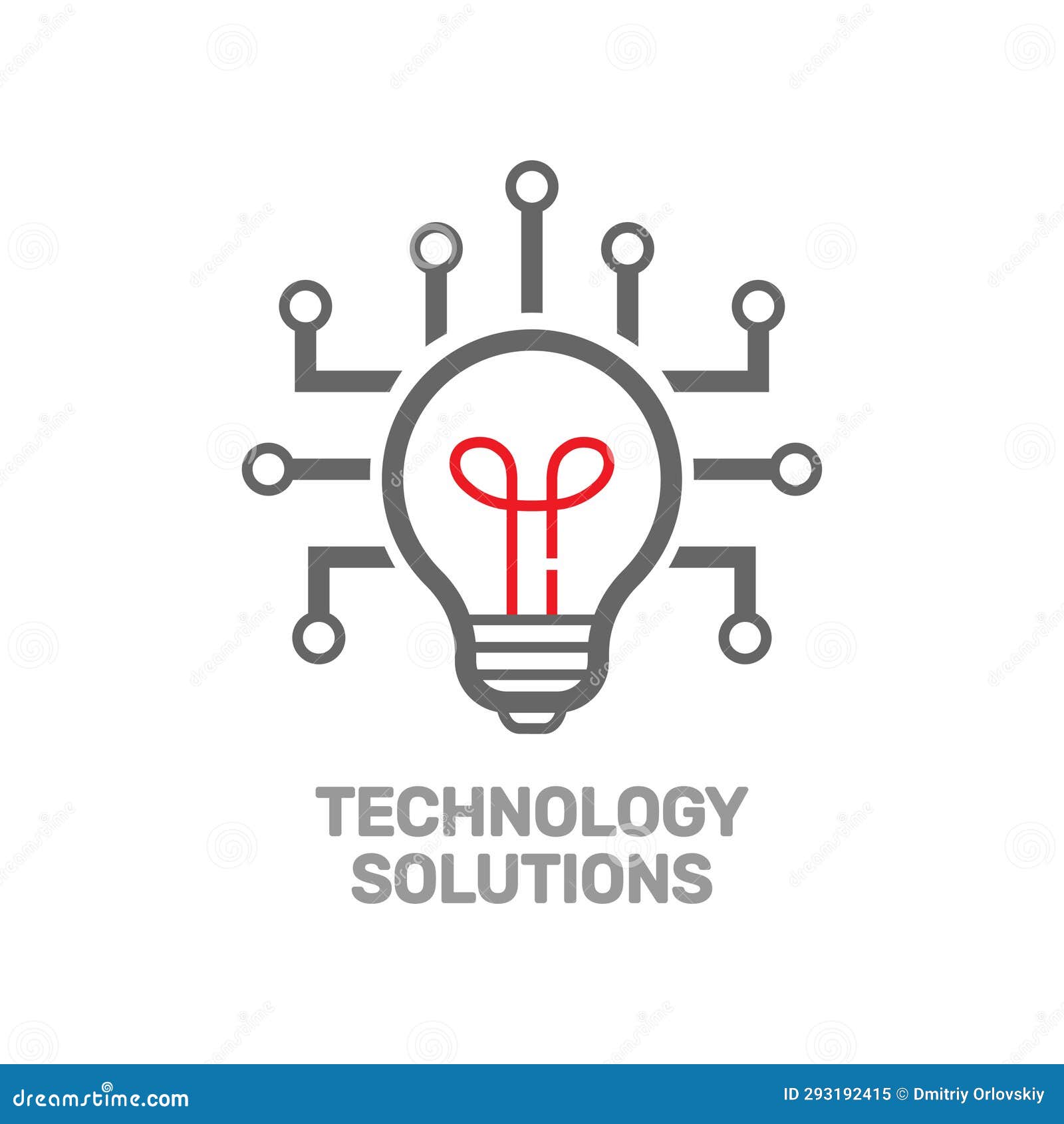 Technology Solutions Icon with Lightbulb Sign. Creative Solution Bulb ...