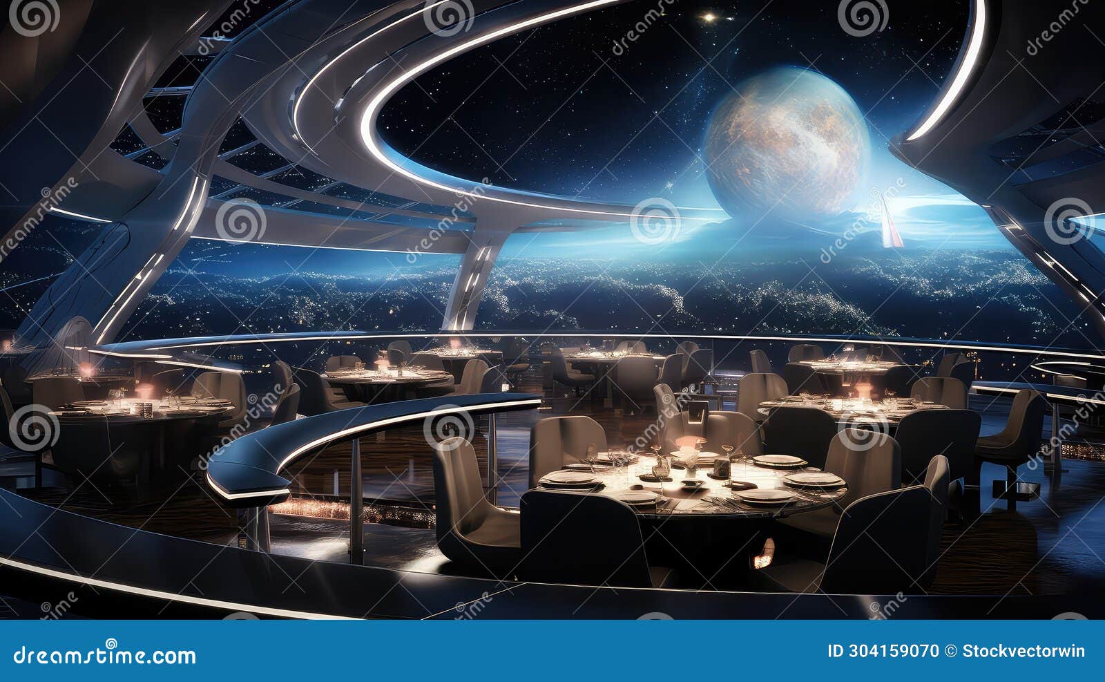 Technology Space Restaurant Background Stock Illustration ...