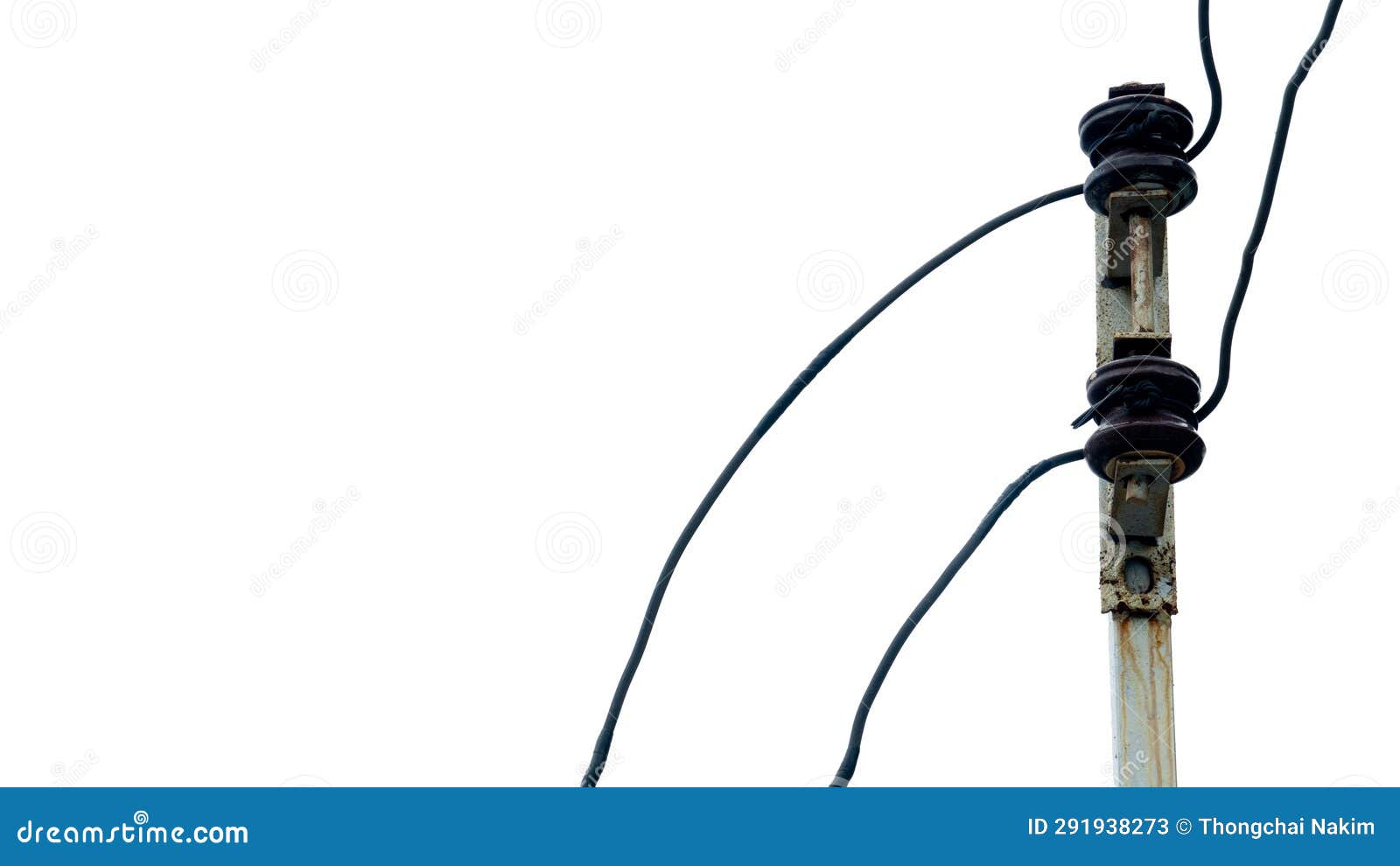 HV Insulators And Cable Installation On Concrete Electrical Pole Top ...