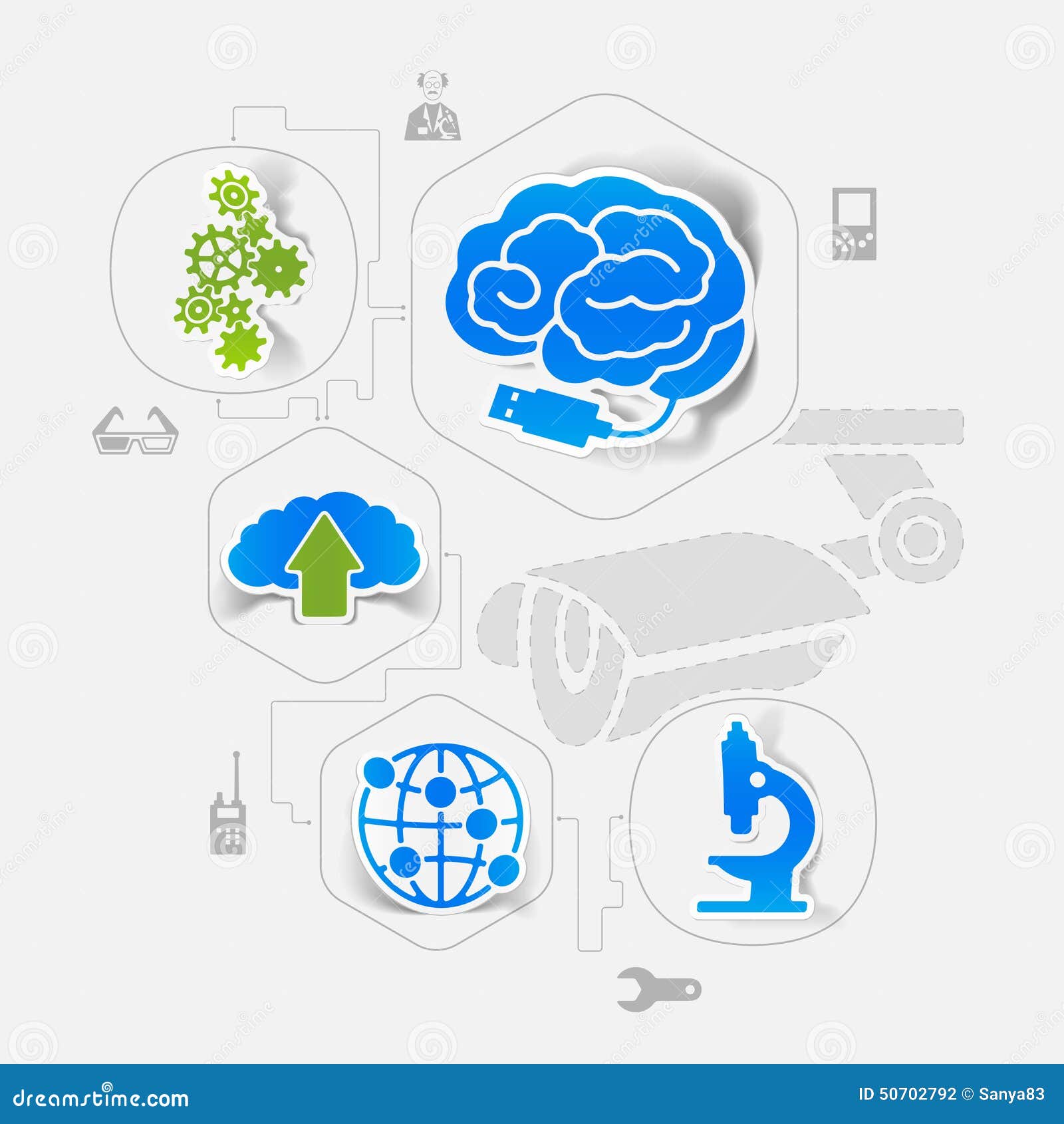 Technology Sticker Infographic Stock Vector - Illustration of element ...