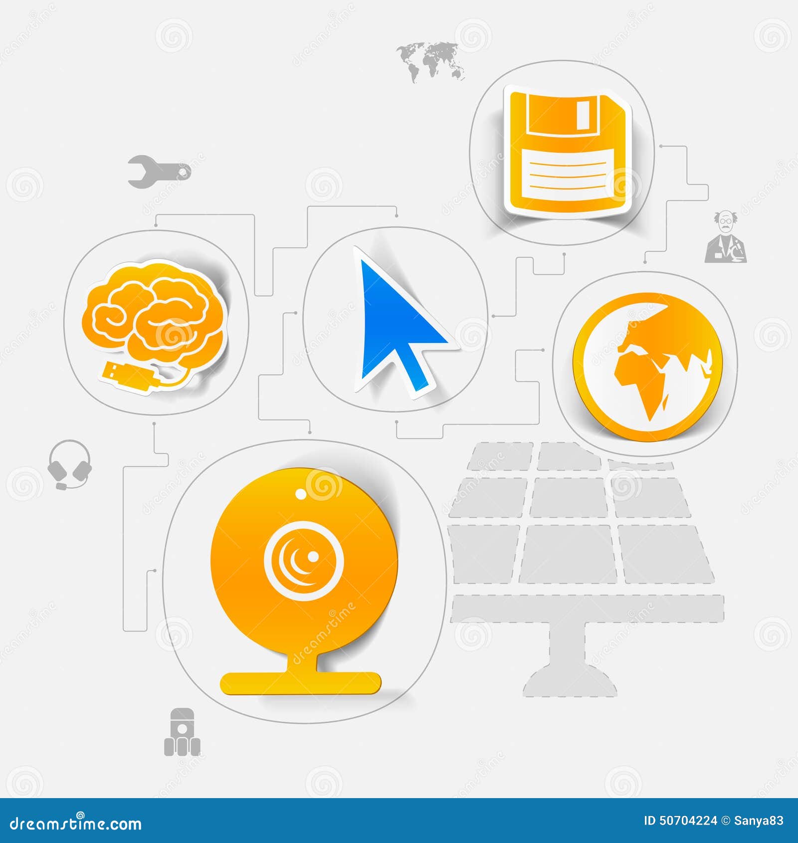 Technology Sticker Infographic Stock Vector - Illustration of element ...