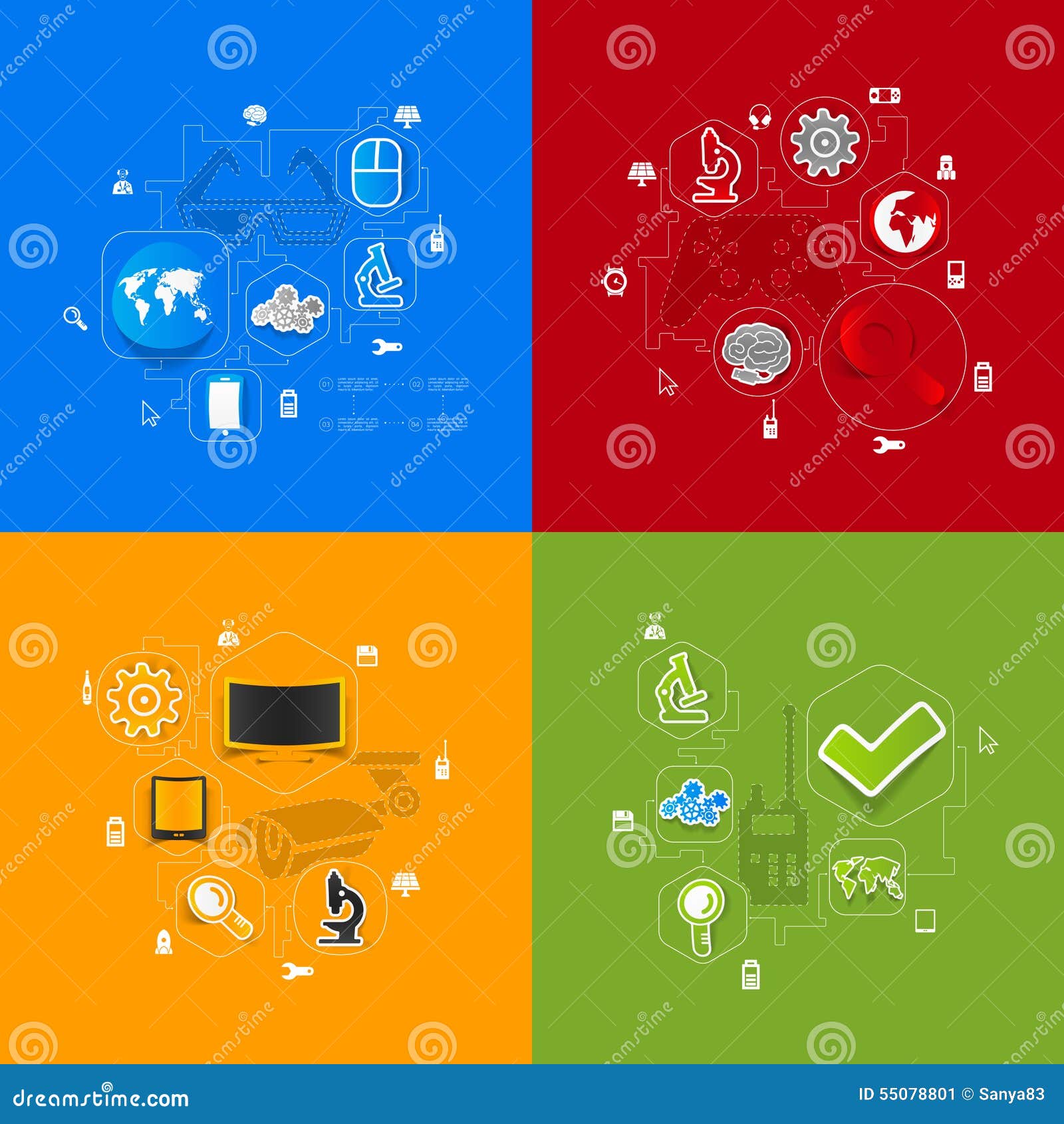Technology Sticker Infographic Stock Vector - Illustration of digital ...