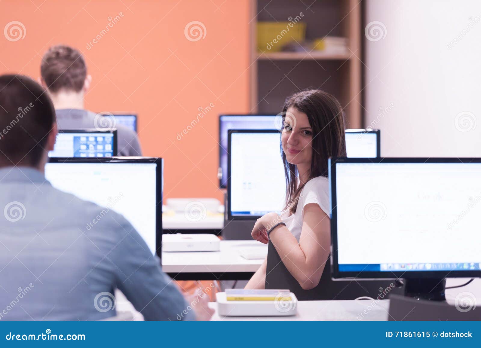 Technology Students Group in Computer Lab School Classroom Stock Image ...
