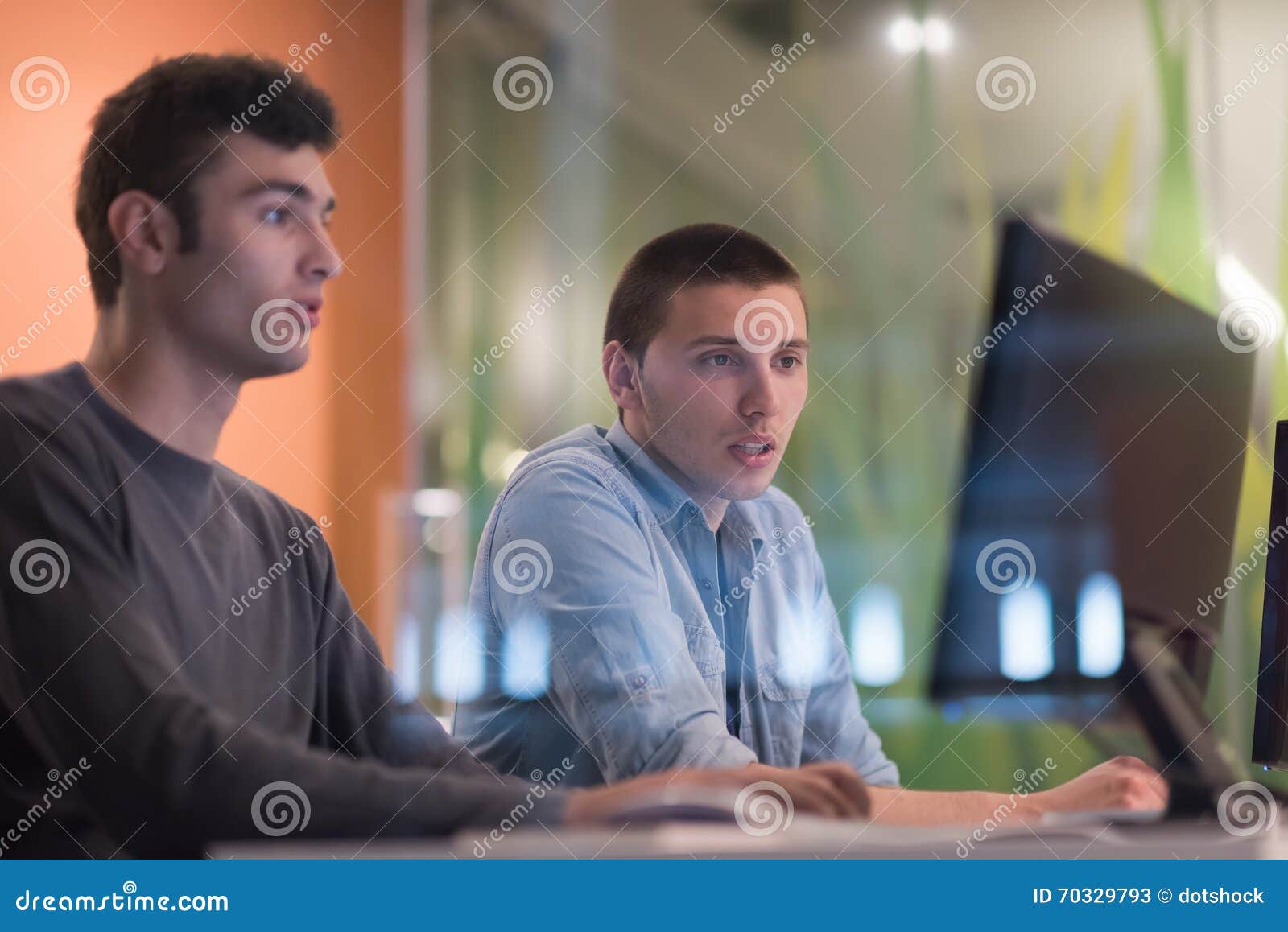 Technology Students Group Working In Computer Lab School Class Royalty ...