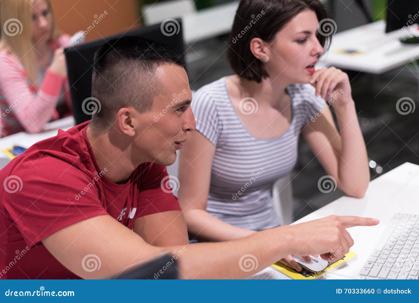 Technology Students Group Working in Computer Lab School Class Stock ...