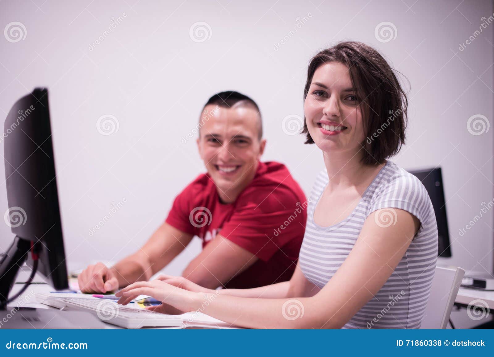 Technology Students Group Working in Computer Lab School Class Stock ...