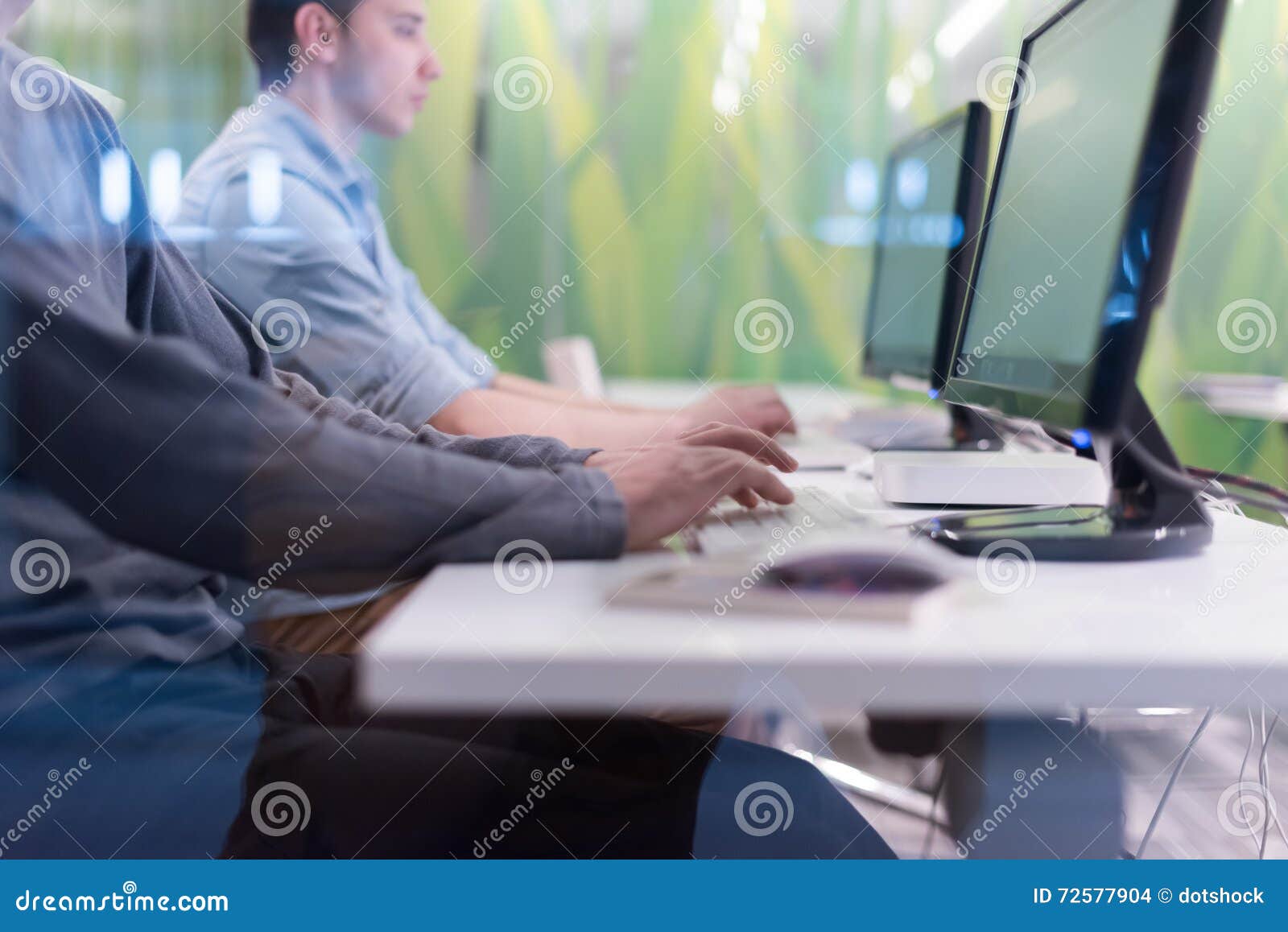 Technology Students Group Working in Computer Lab School Class Stock ...