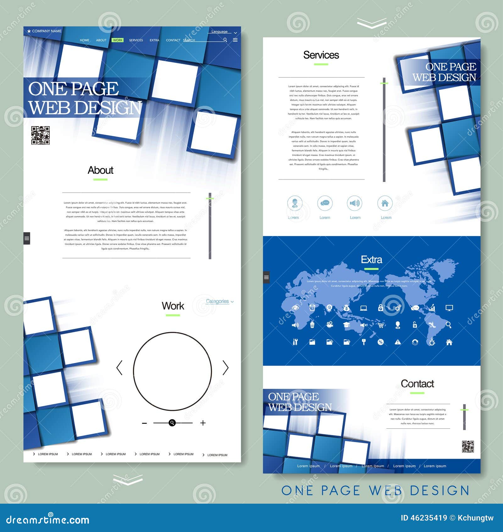 Technology Style One Page Website Design Stock Vector - Illustration of ...