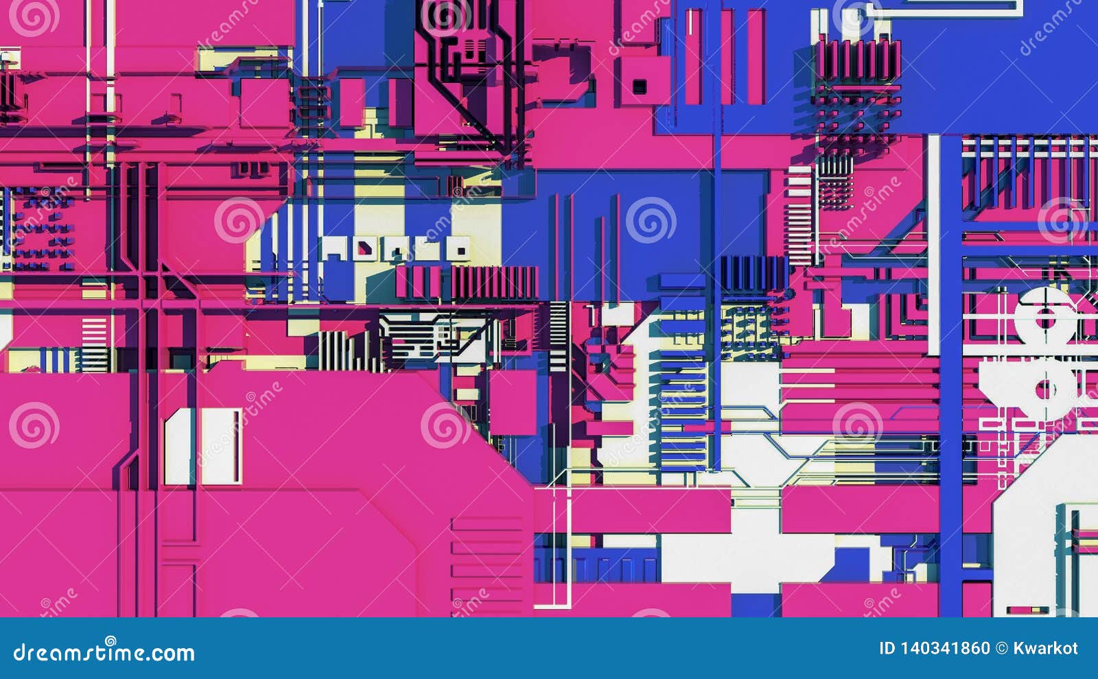 Technology Surface with a Lot of Details. Simple Geometry Shapes ...