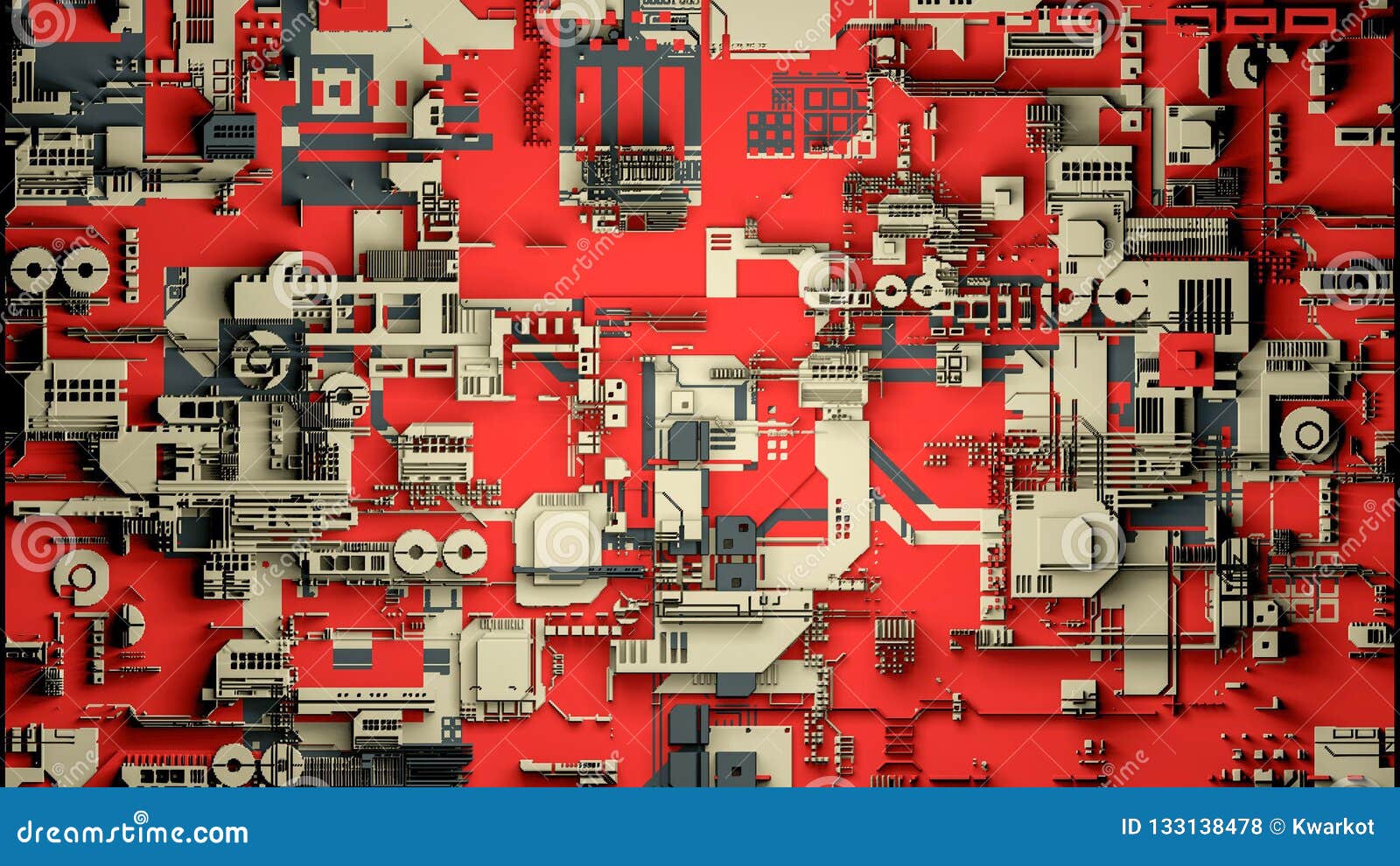 Technology Surface with a Lot of Details. Simple Geometry Shapes ...