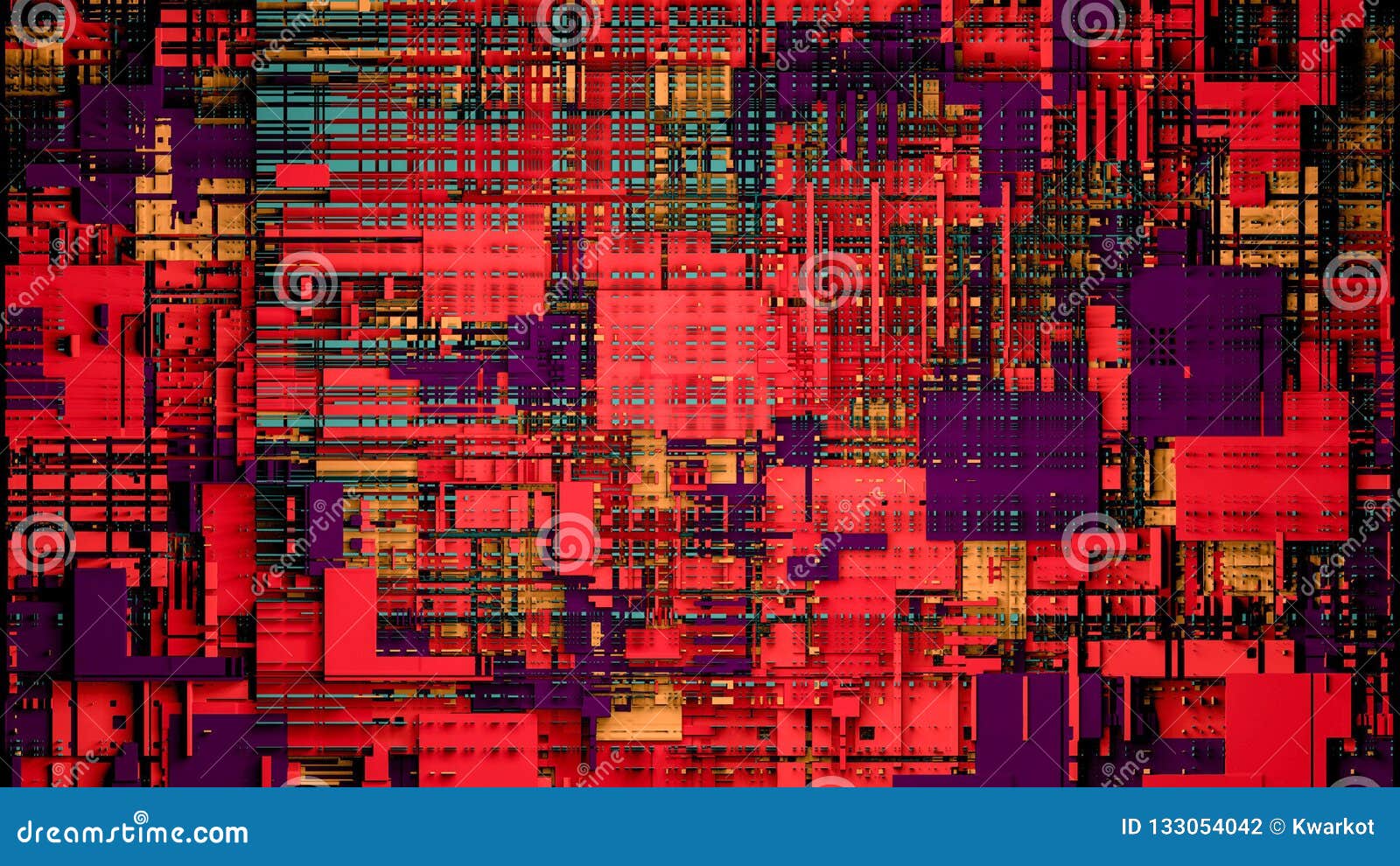 Technology Surface with a Lot of Details. Simple Geometry Shapes ...