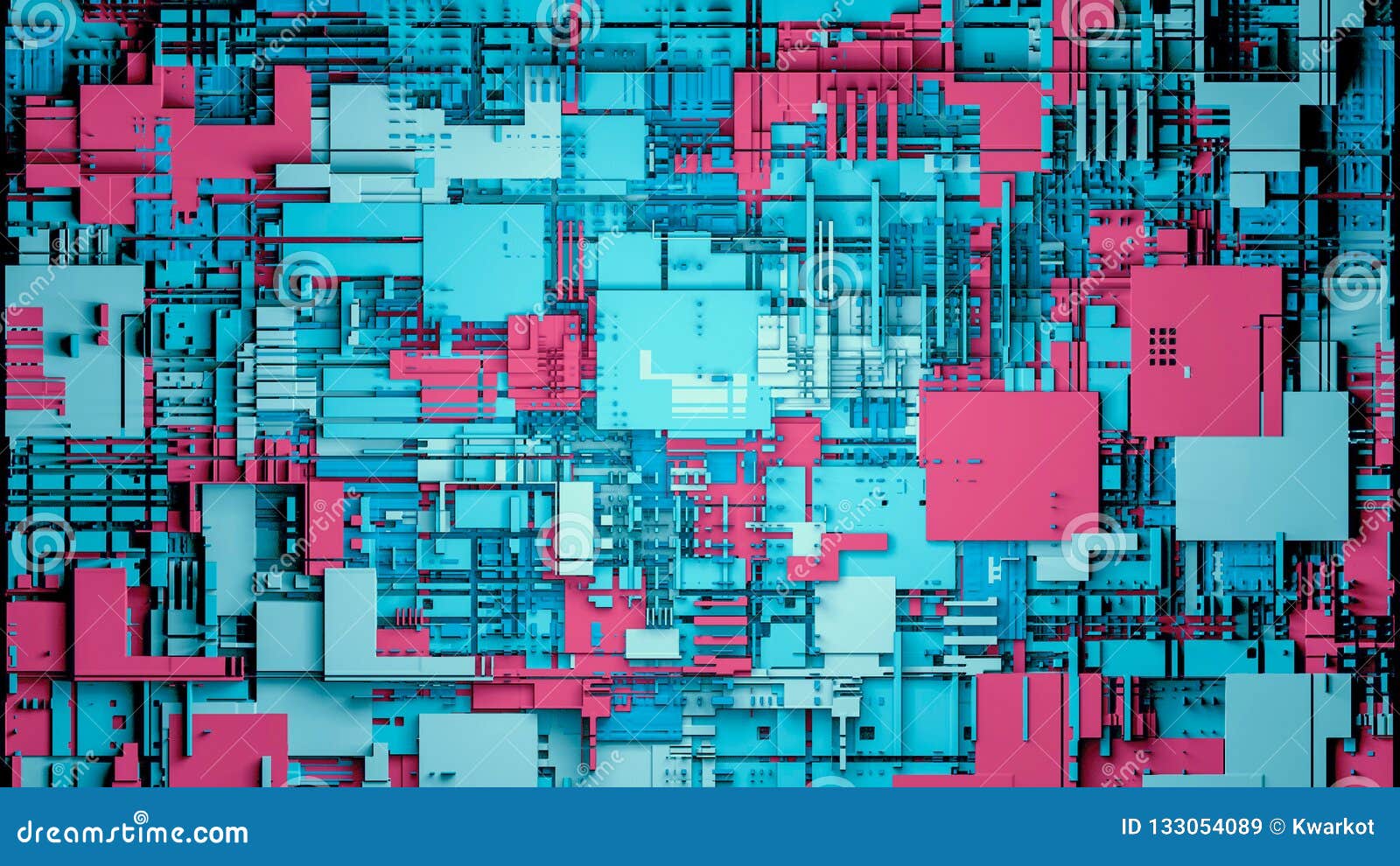 Technology Surface with a Lot of Details. Simple Geometry Shapes ...